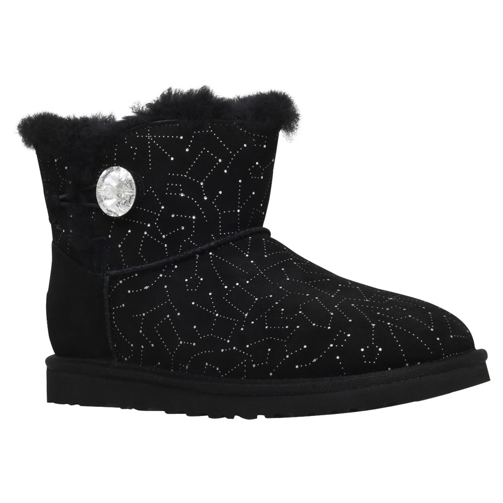 Ugg Mini Bailey But Low Heels Ankle Boots In Black Suede UGG Mini ...