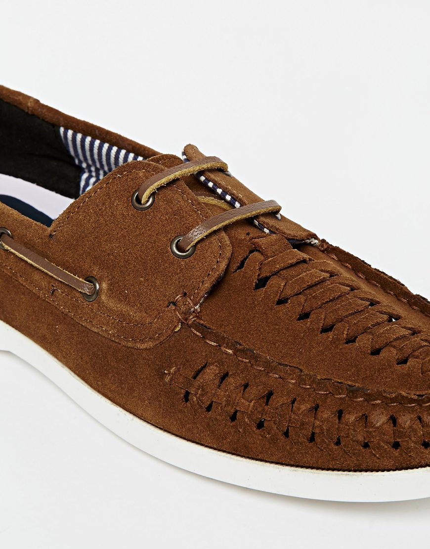 ASOS Woven Boat Shoes In Suede in Tan (Brown) for Men - Lyst