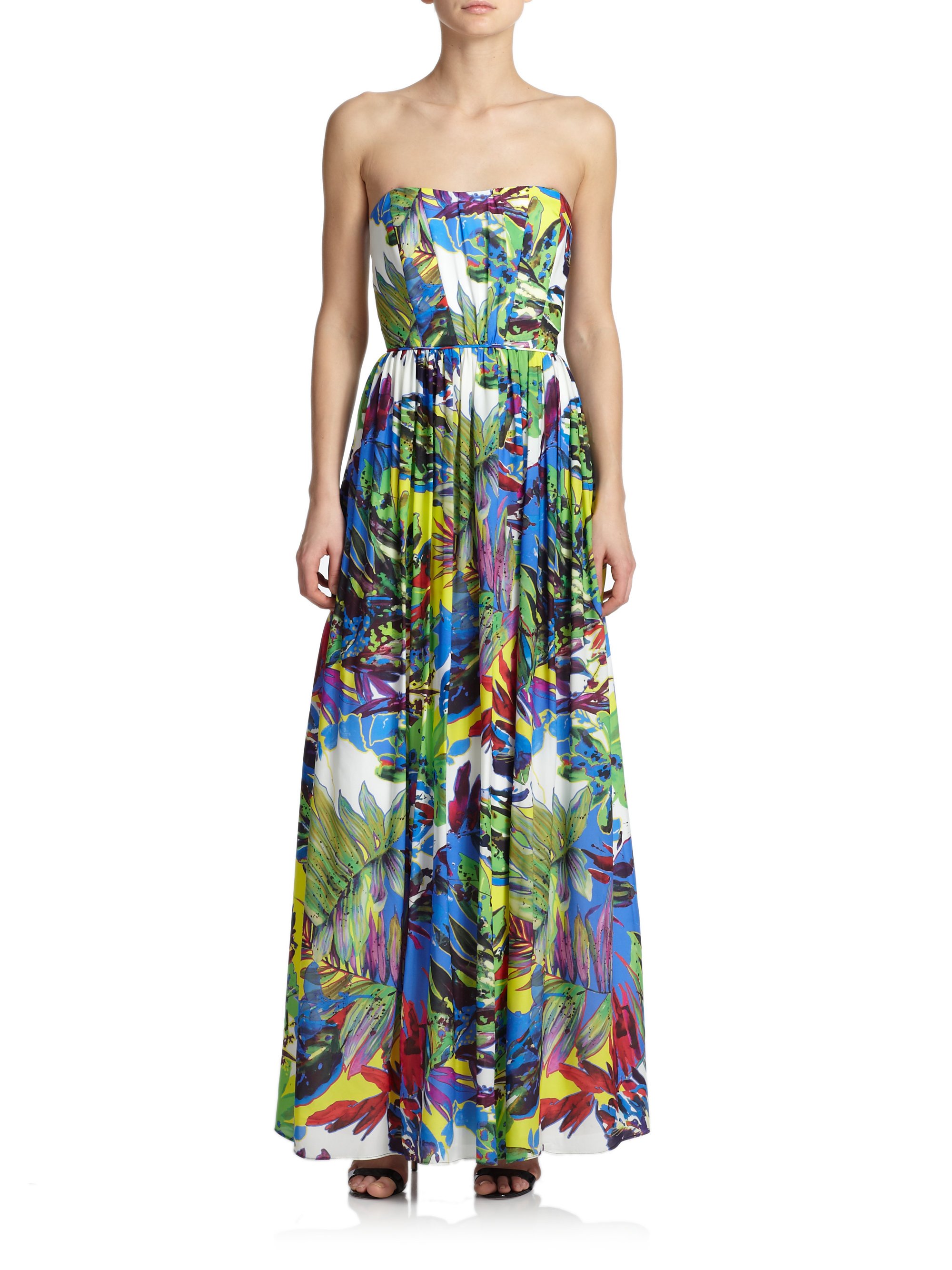 Milly Silk Strapless Floral Maxi Dress in Multicolor | Lyst Milly Silk Strapless Floral Maxi Dress in Multicolor | Lyst