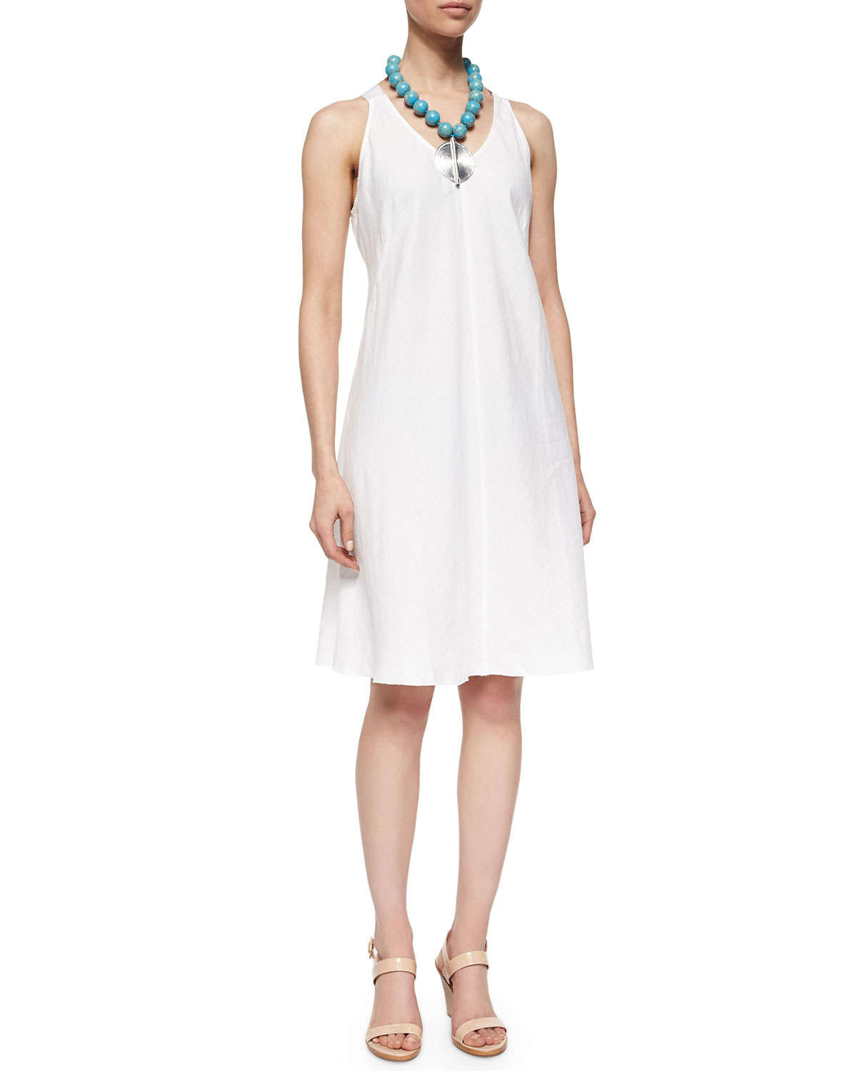 Eileen Fisher Sleeveless Linen Bias Dress in Black (White) - Lyst Eileen Fisher Sleeveless Linen Bias Dress in Black (White) - Lyst
