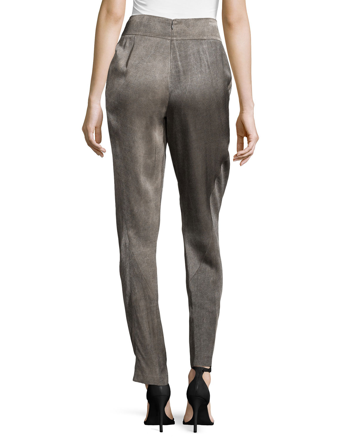 Donna Karan Pleat Front Back Zip Pants In Gray Lyst