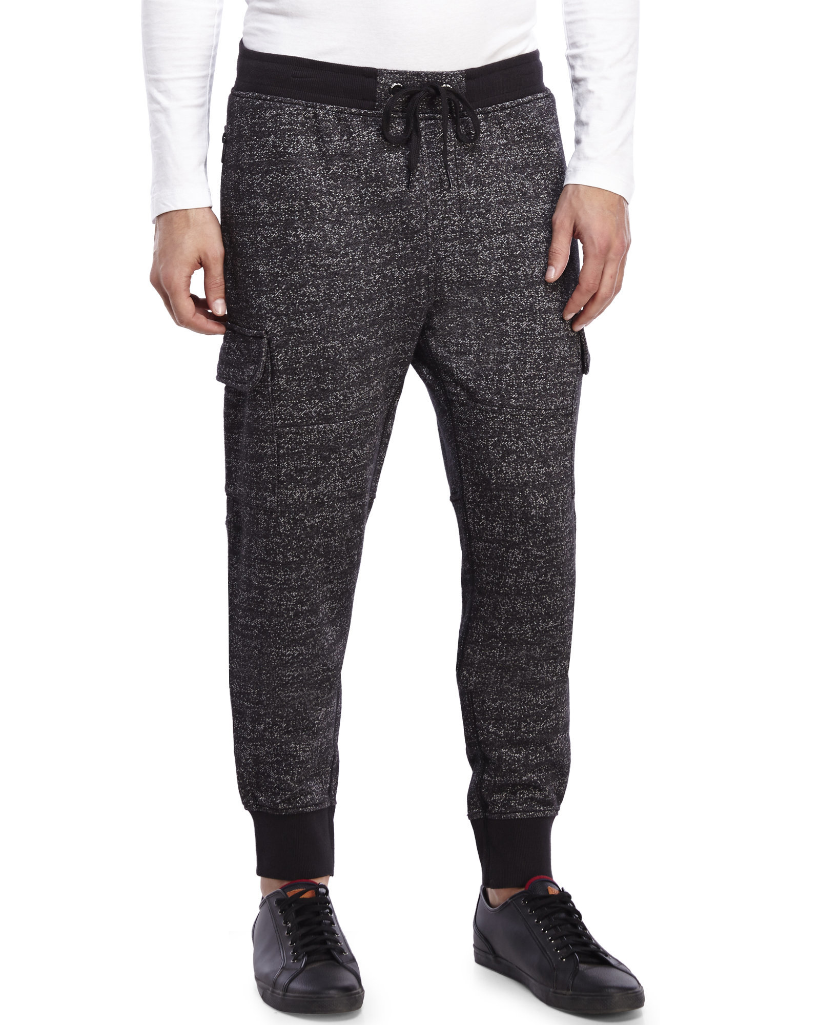 DKNY Black Melange Knit Jogger Pants for Men - Lyst