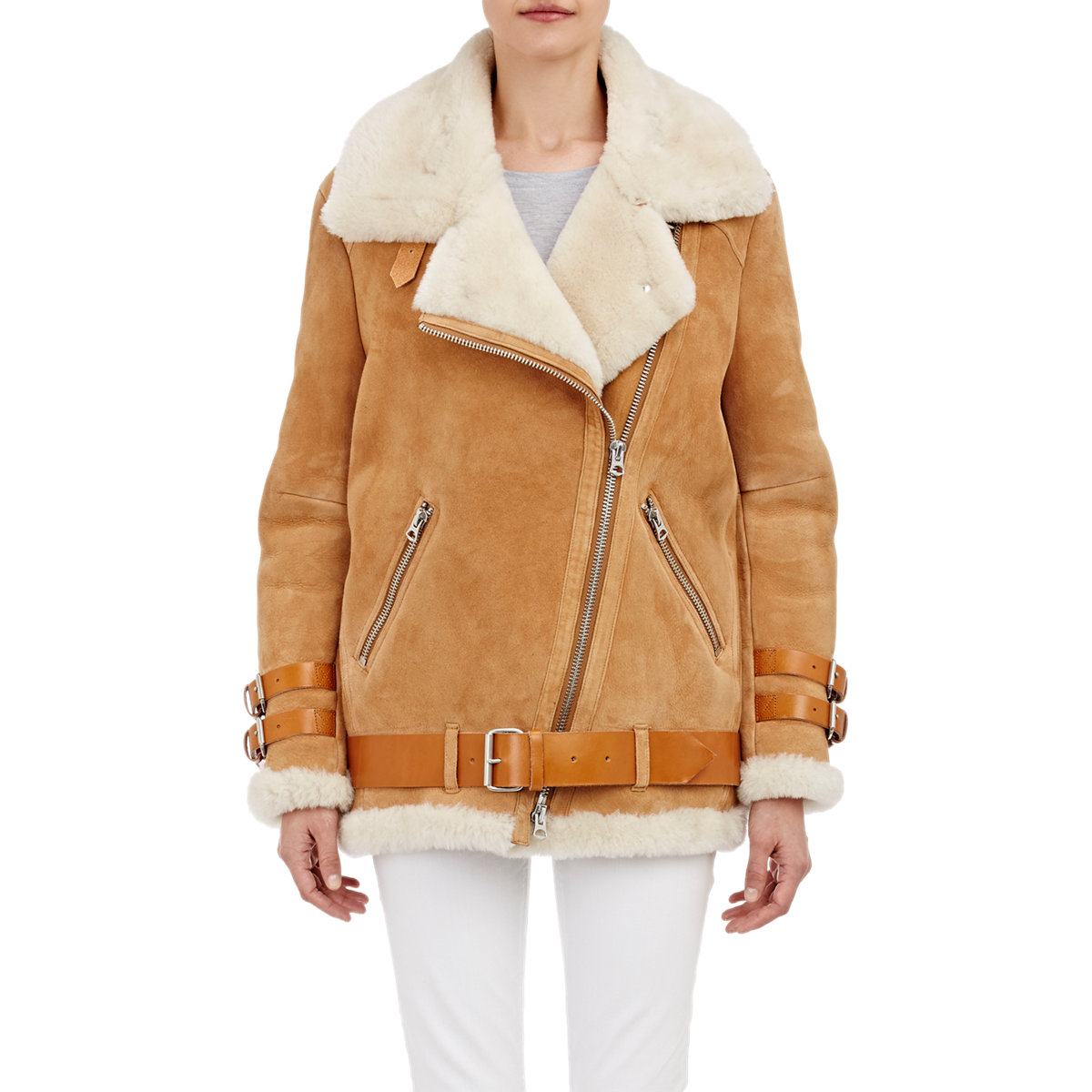Acne Studios Leather Women's Shearling-lined Velocite Moto Jacket in ...