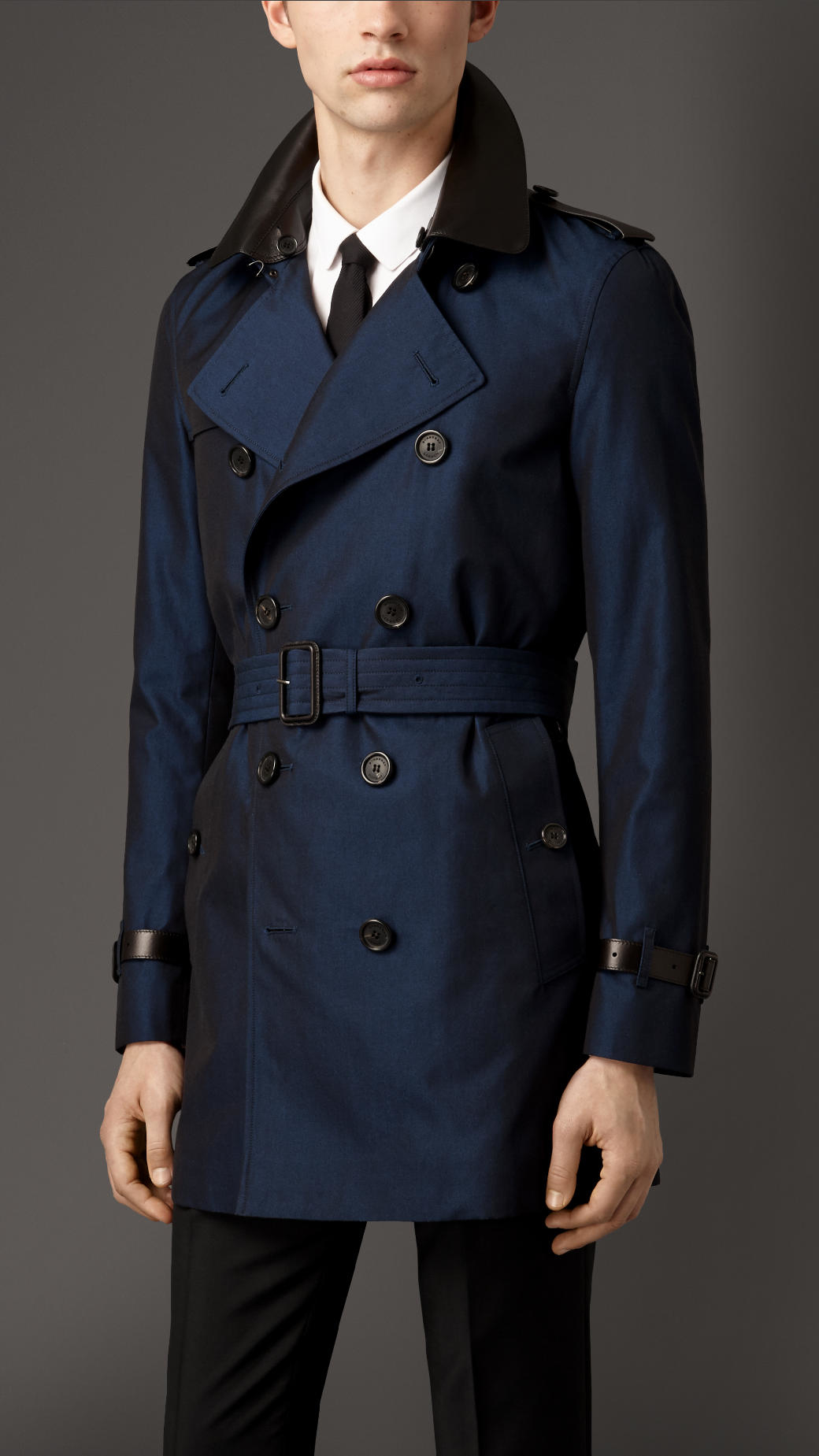 Burberry Trench Coat Men Blue Canvas Valley