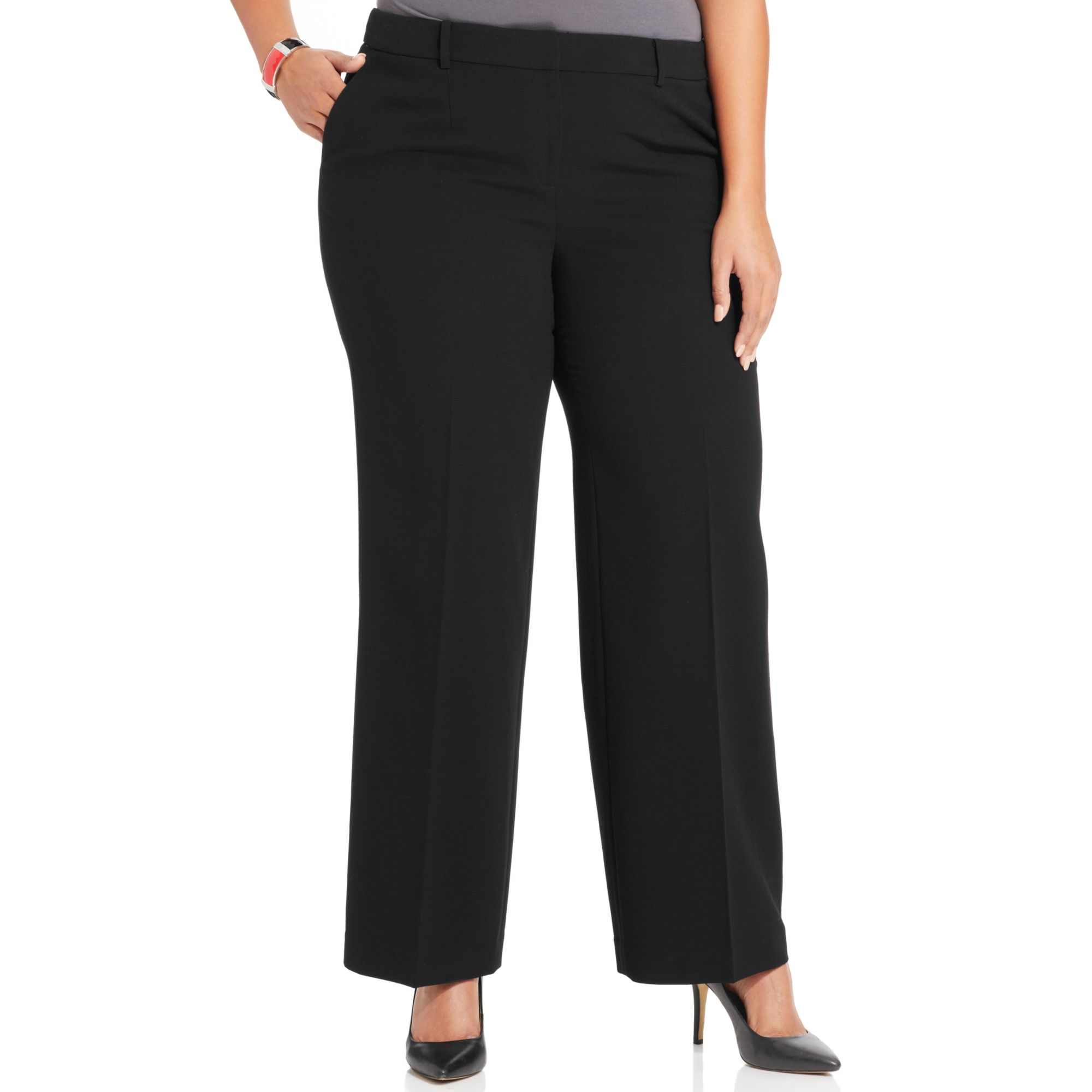 Jones New York Collection Plus Size Zoe Wideleg Trousers In Black Lyst