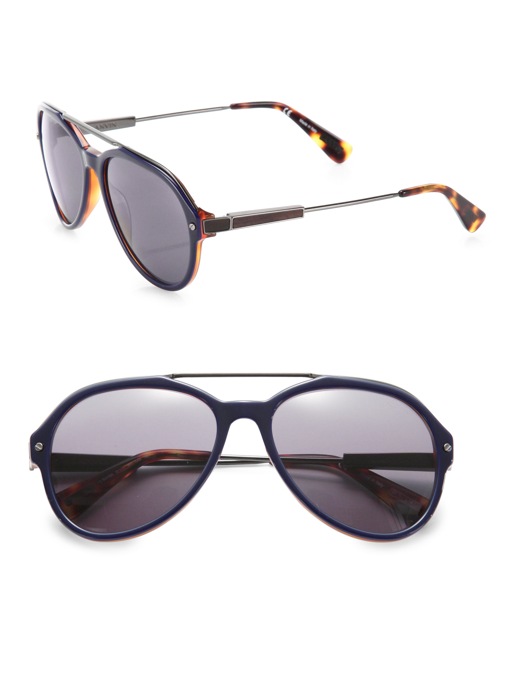 Lanvin 57mm Aviator Sunglasses In Blue For Men Lyst