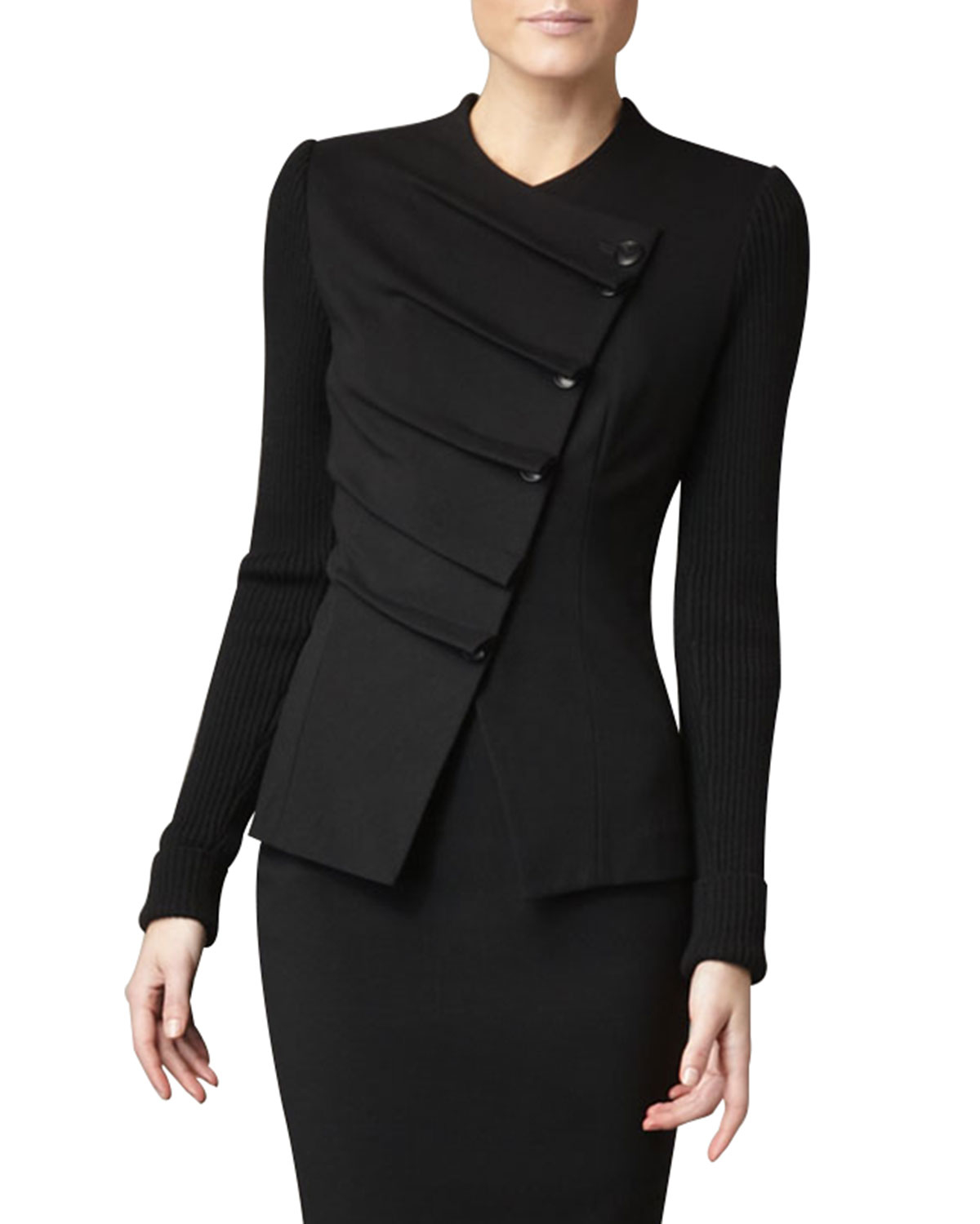 Lafayette 148 new york Folded Asymmetric Jacket in Black | Lyst Lafayette 148 new york Folded Asymmetric Jacket in Black | Lyst