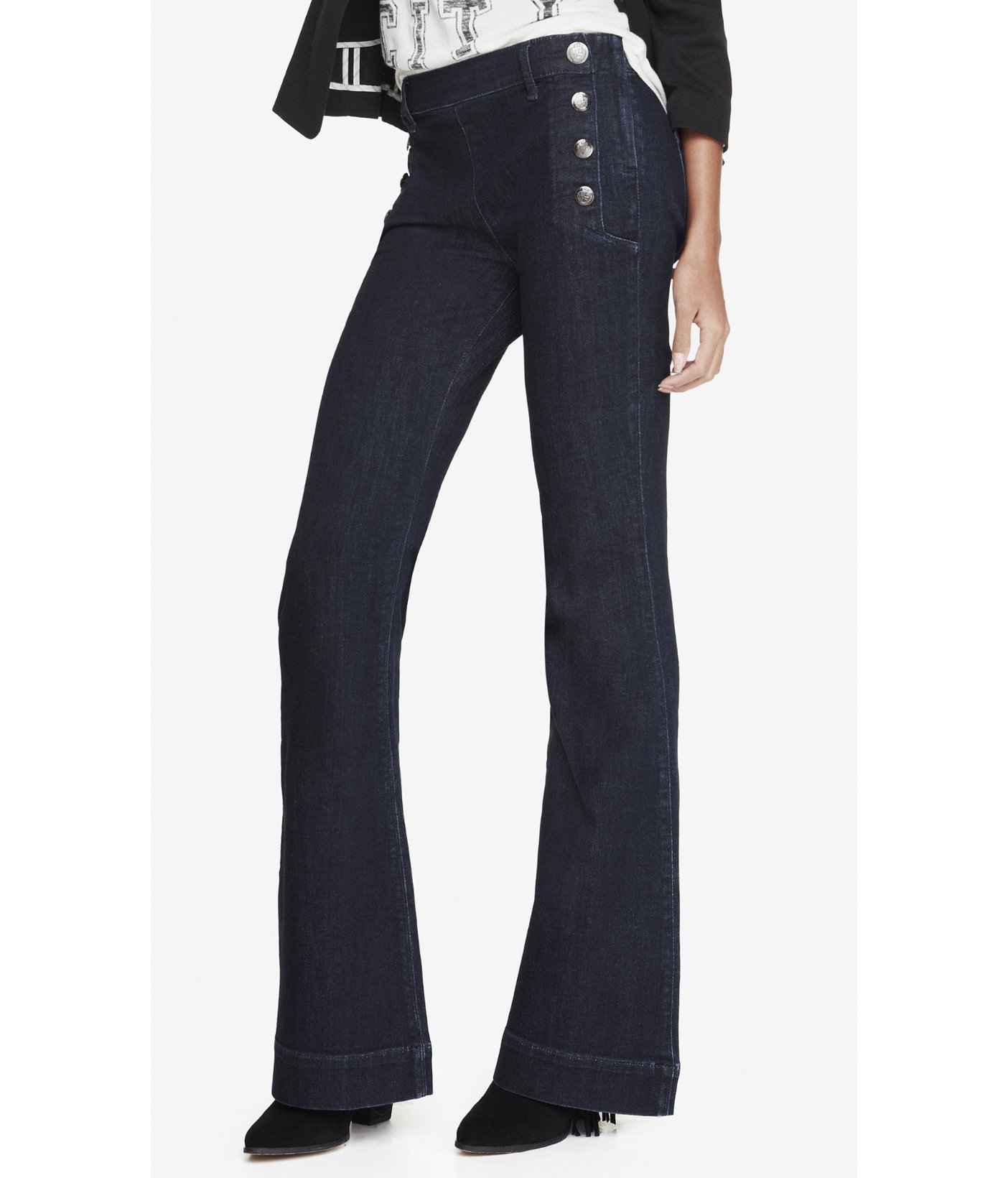 Lyst Express Mid Rise Bell Flare Sailor Jean In Blue