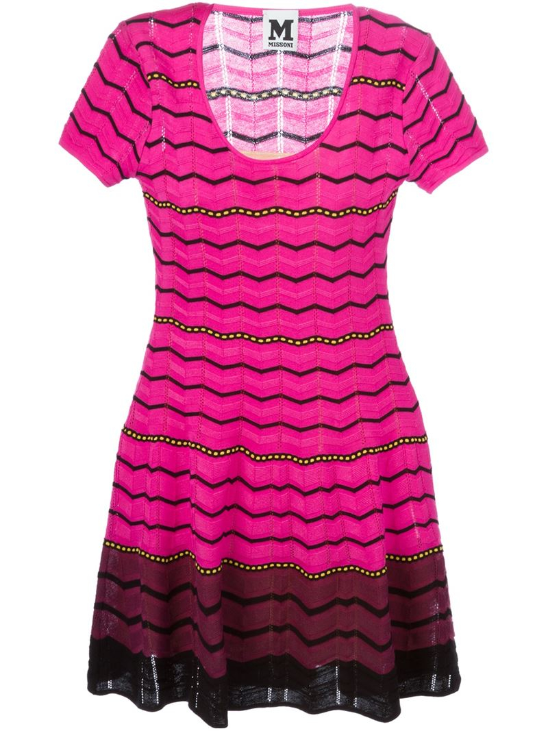 Lyst - M missoni Zig Zag Stripe Knitted Dress in Pink Lyst - M missoni Zig Zag Stripe Knitted Dress in Pink