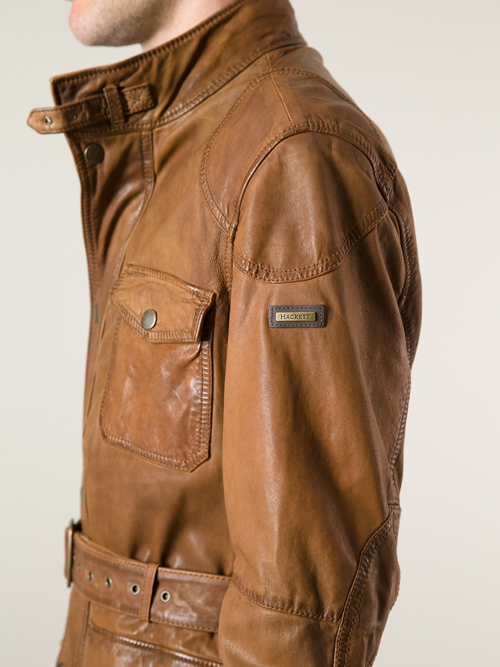 Hackett Hackett Leather Jacket in Brown for Men - Lyst