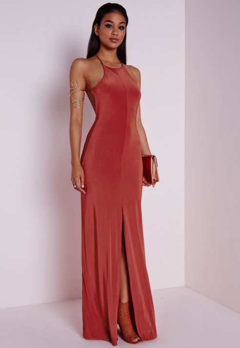 Missguided Slinky Maxi Dress Rust In Brown Lyst