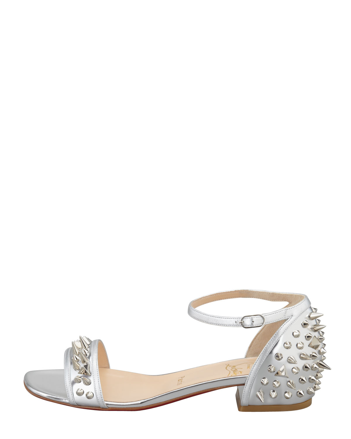 Christian Louboutin Druide Metallic Spiked Flat Sandals - Lyst