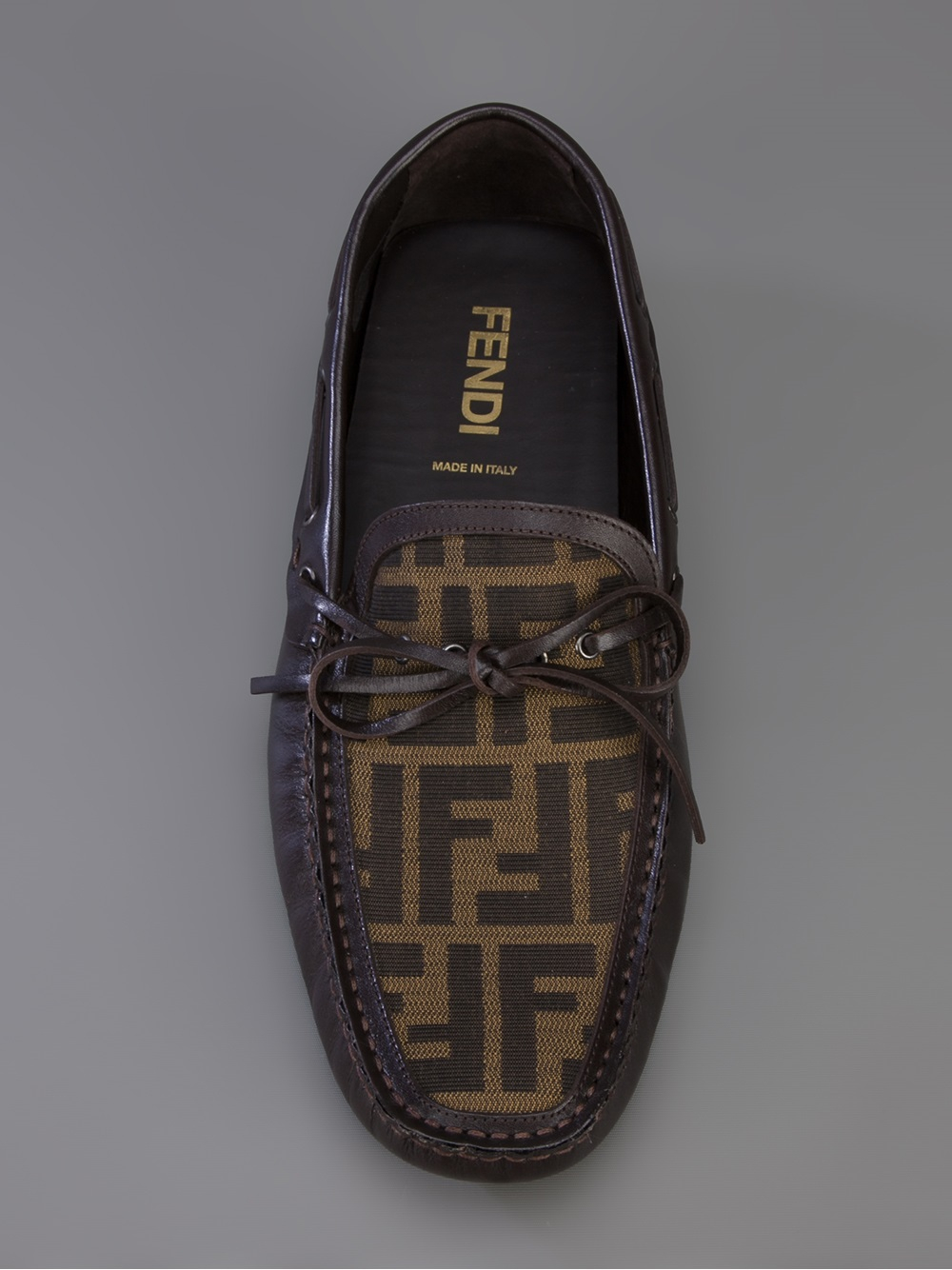 Fendi Monogram Embellished Loafer in Brown for Men - Lyst