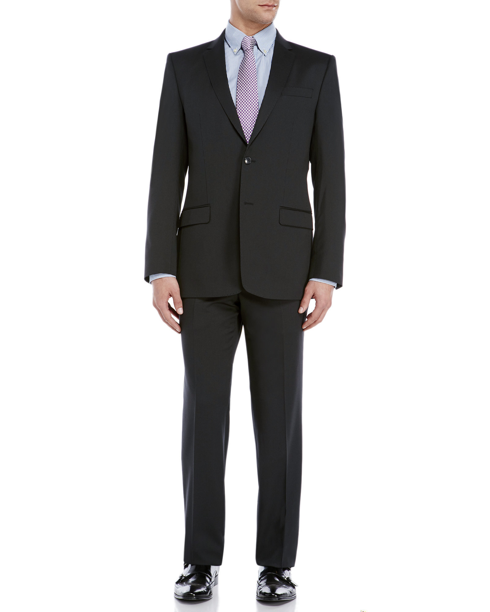 Versace Pinstripe Two-piece Wool Suit in Charcoal/Blue (Black) for Men ...