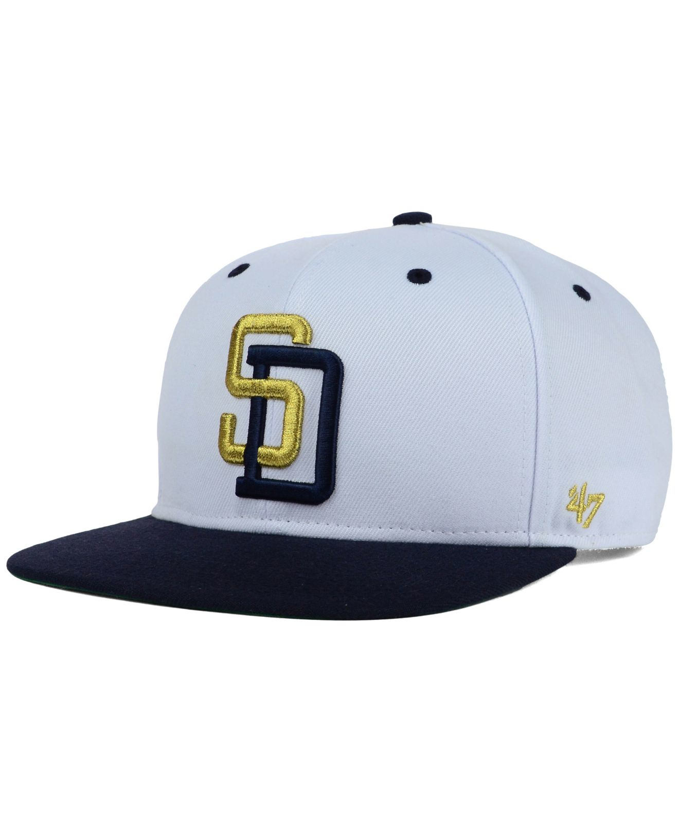 47 Brand San Diego Padres Gold Rush Snapback Cap in White/Navy (Black ...