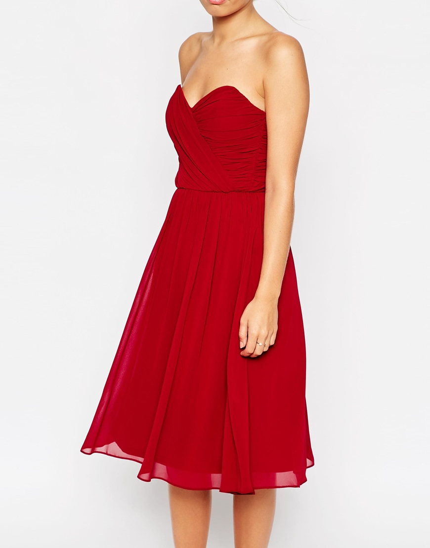 Asos Petite Wedding Bandeau Midi Dress in Beige (Nude) | Lyst Asos Petite Wedding Bandeau Midi Dress in Beige (Nude) | Lyst