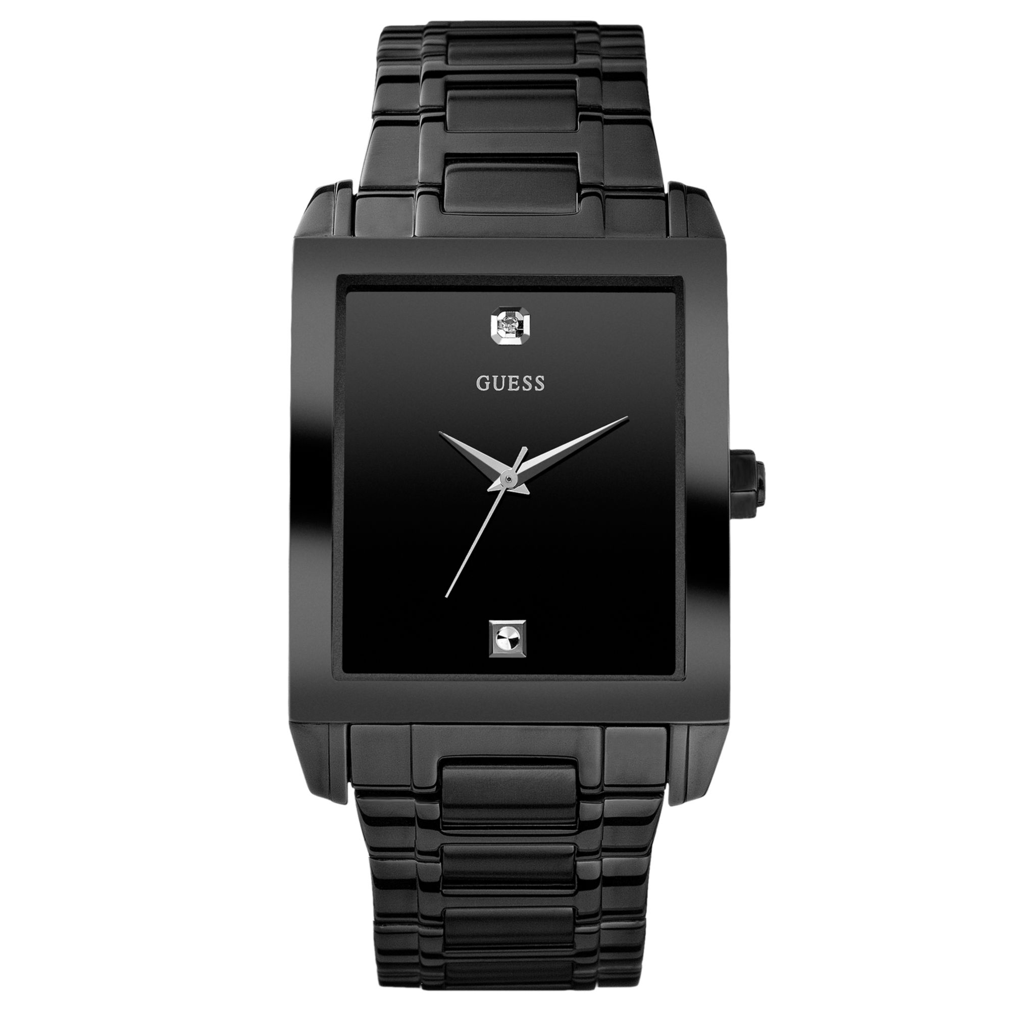Guess Watch, Men'S Diamond Accent Black Ion Plated Stainless Steel ...