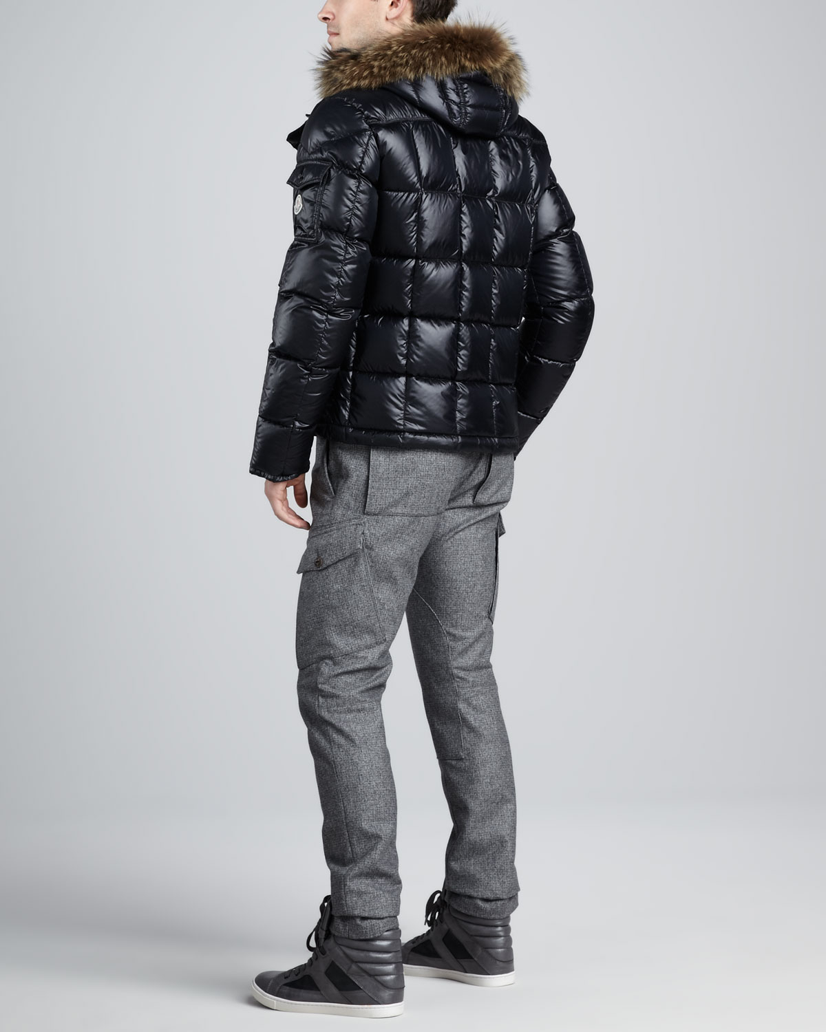 Lyst - Moncler Hubert Fur Trim Hood Jacket Navy in Blue for Men