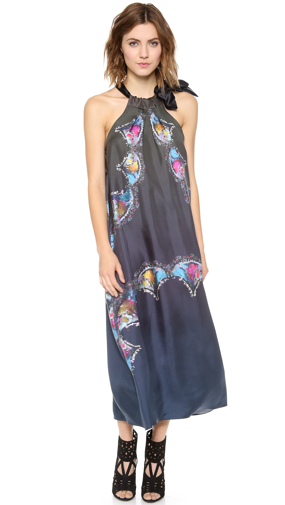 Lyst - Cynthia rowley Side Tie Maxi Dress in Blue Lyst - Cynthia rowley Side Tie Maxi Dress in Blue