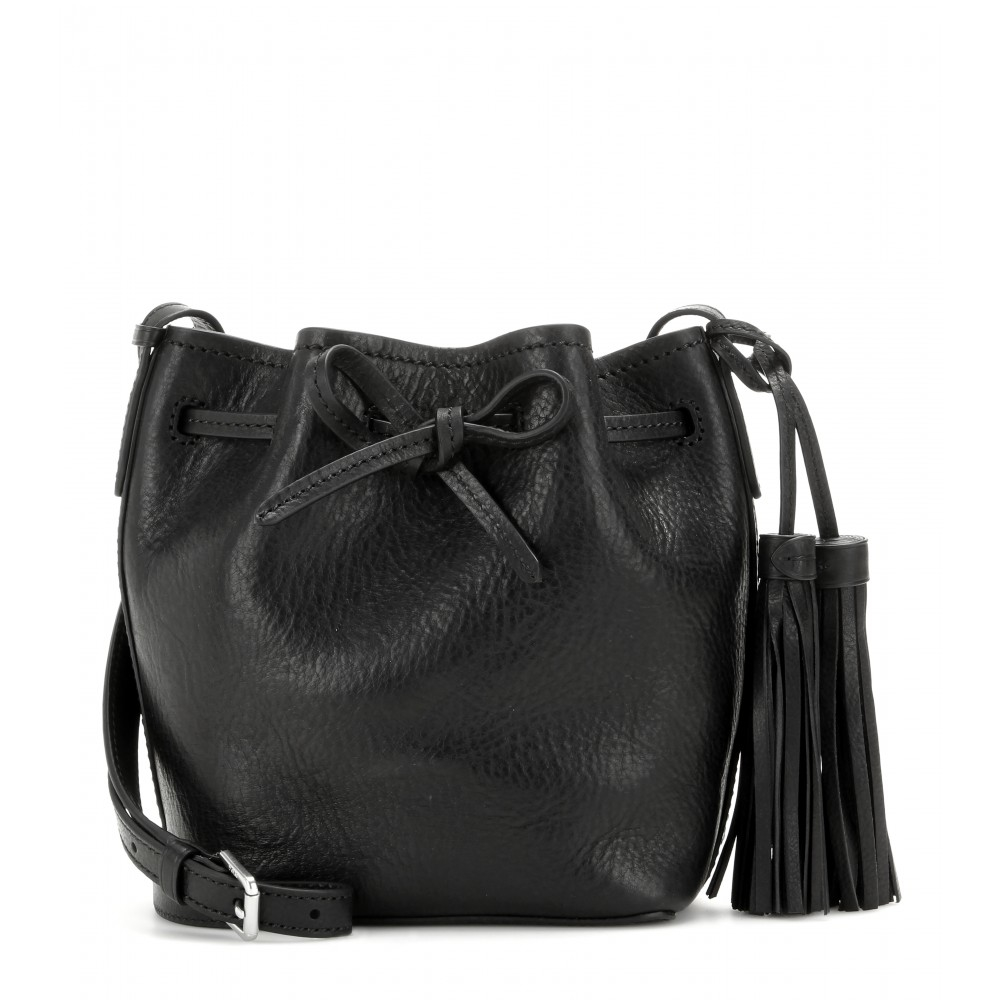 Black Leather Bucket Bag Mini | semashow.com