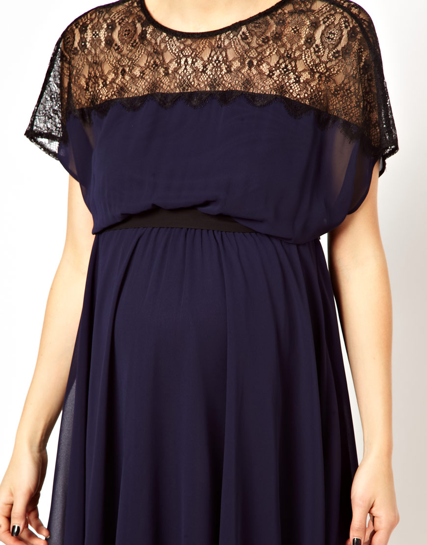 Lyst Asos Skater Dress With Scallop Lace Panel In Blue