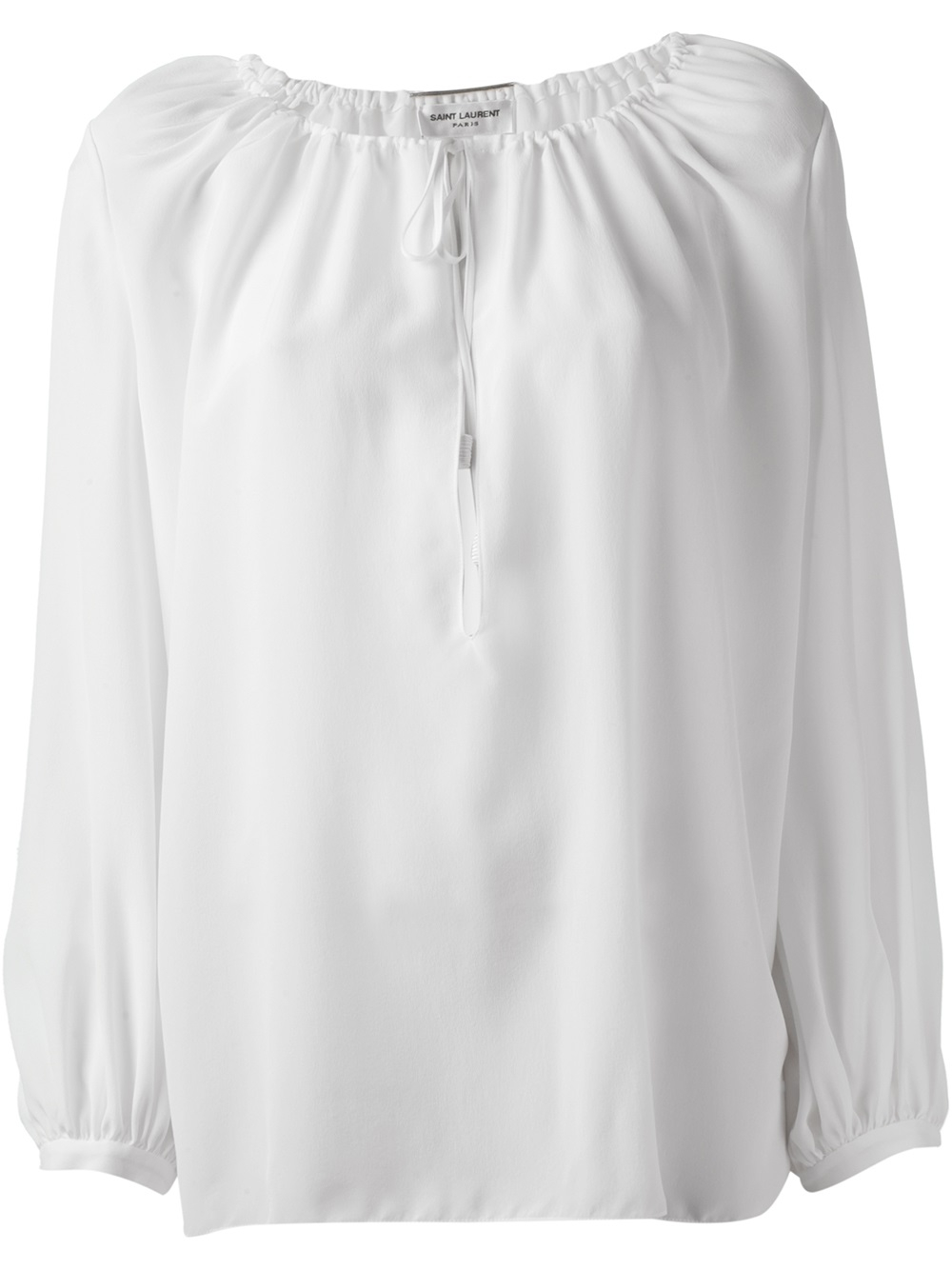 Lyst Saint Laurent Round Neck Blouse In White