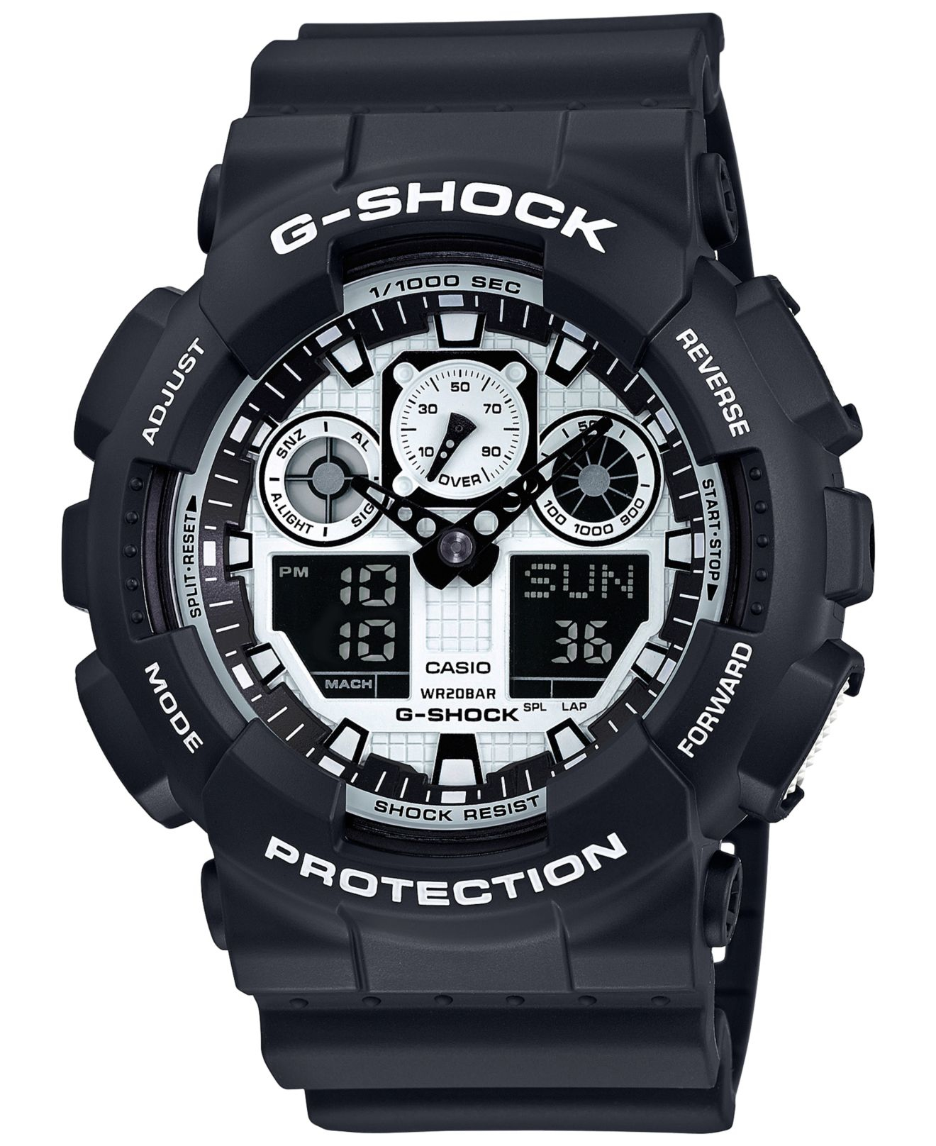G Shock Mens Analog Digital Black And White Black Bracelet Watch