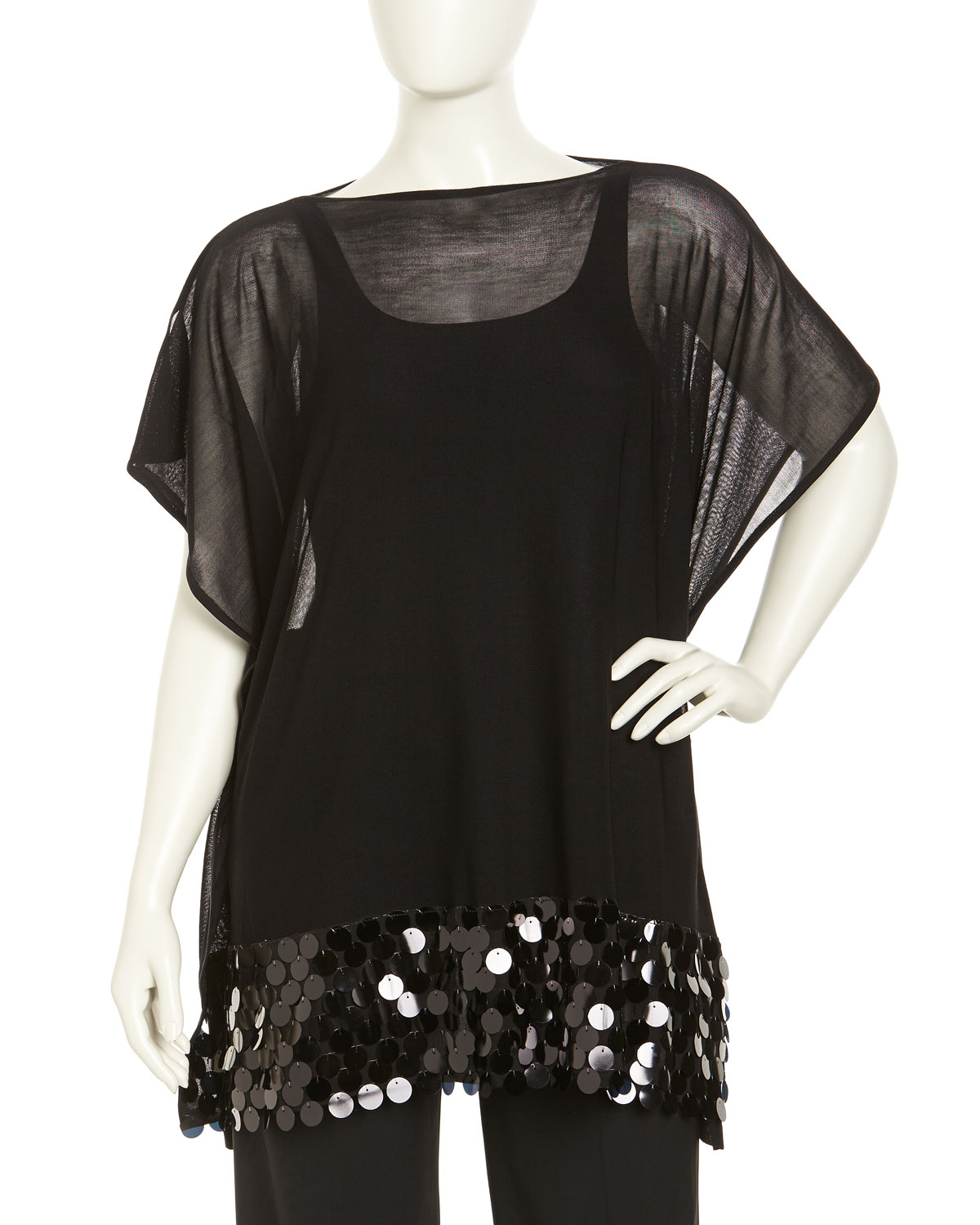 Misook Sequin Embellished Mesh Tunic Black Womens in Black | Lyst Misook Sequin Embellished Mesh Tunic Black Womens in Black | Lyst