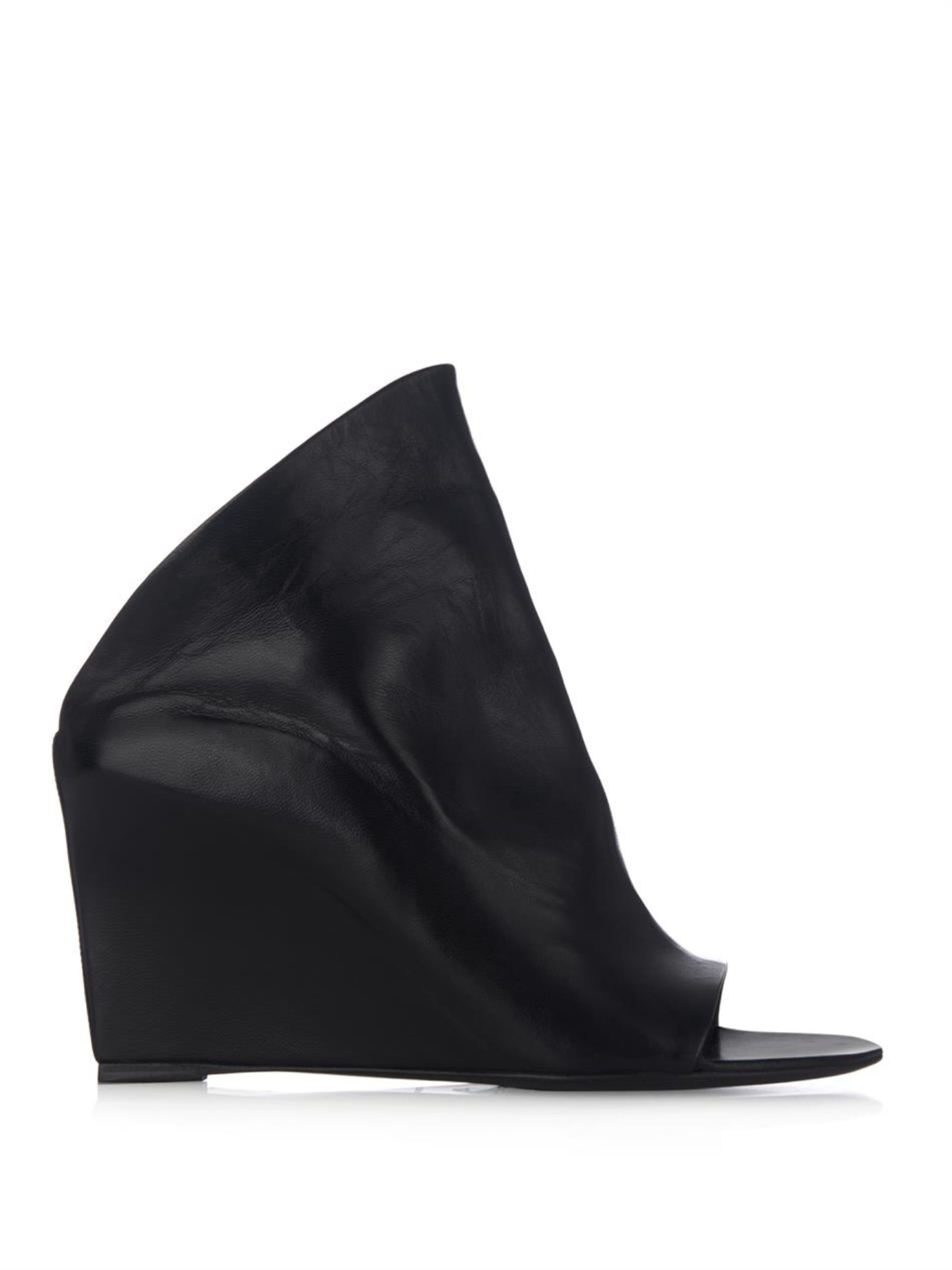 Lyst - Balenciaga Prism Leather Wedge Mules in Black