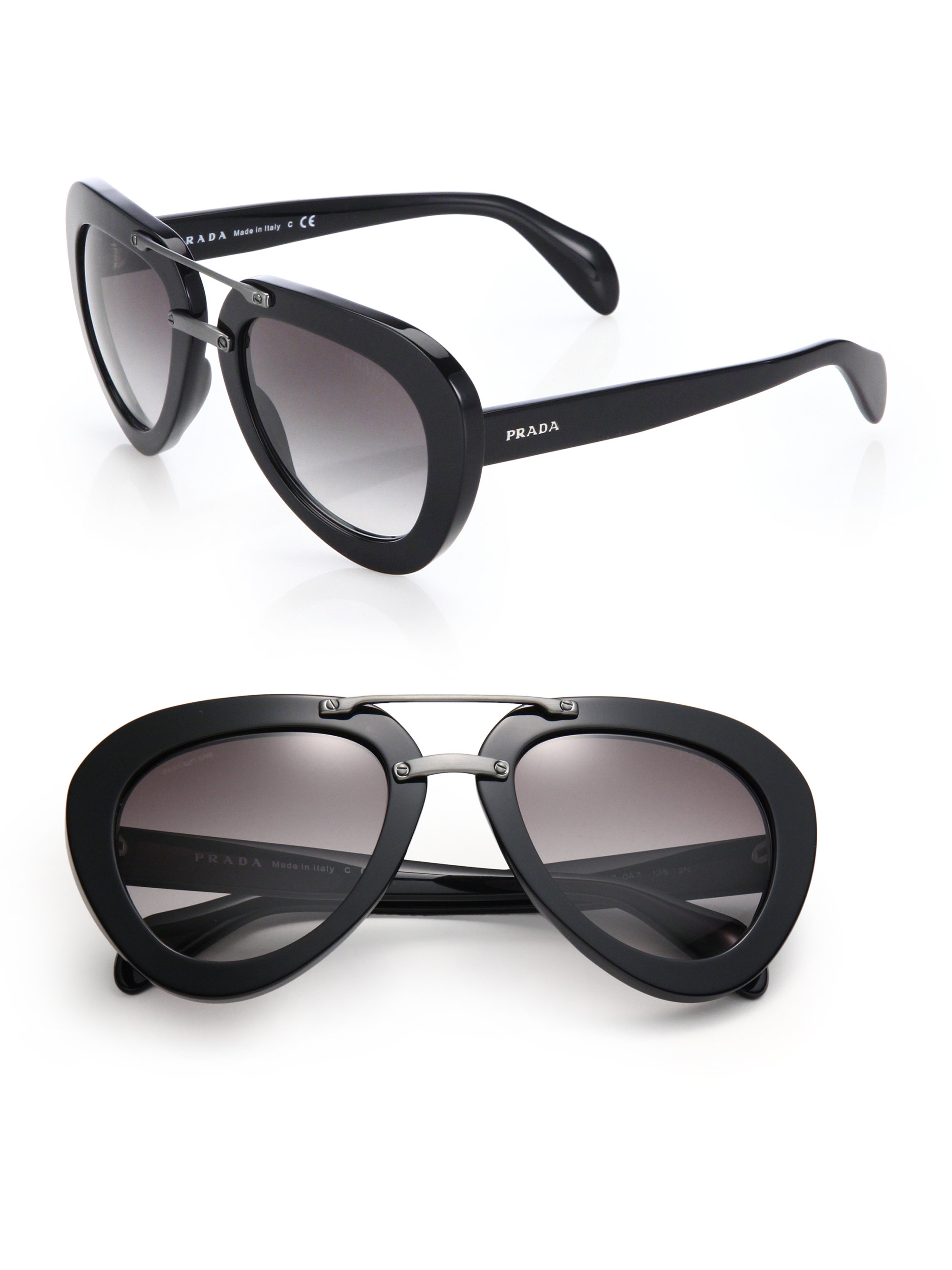 Prada 52mm Pilot Sunglasses In Black Lyst