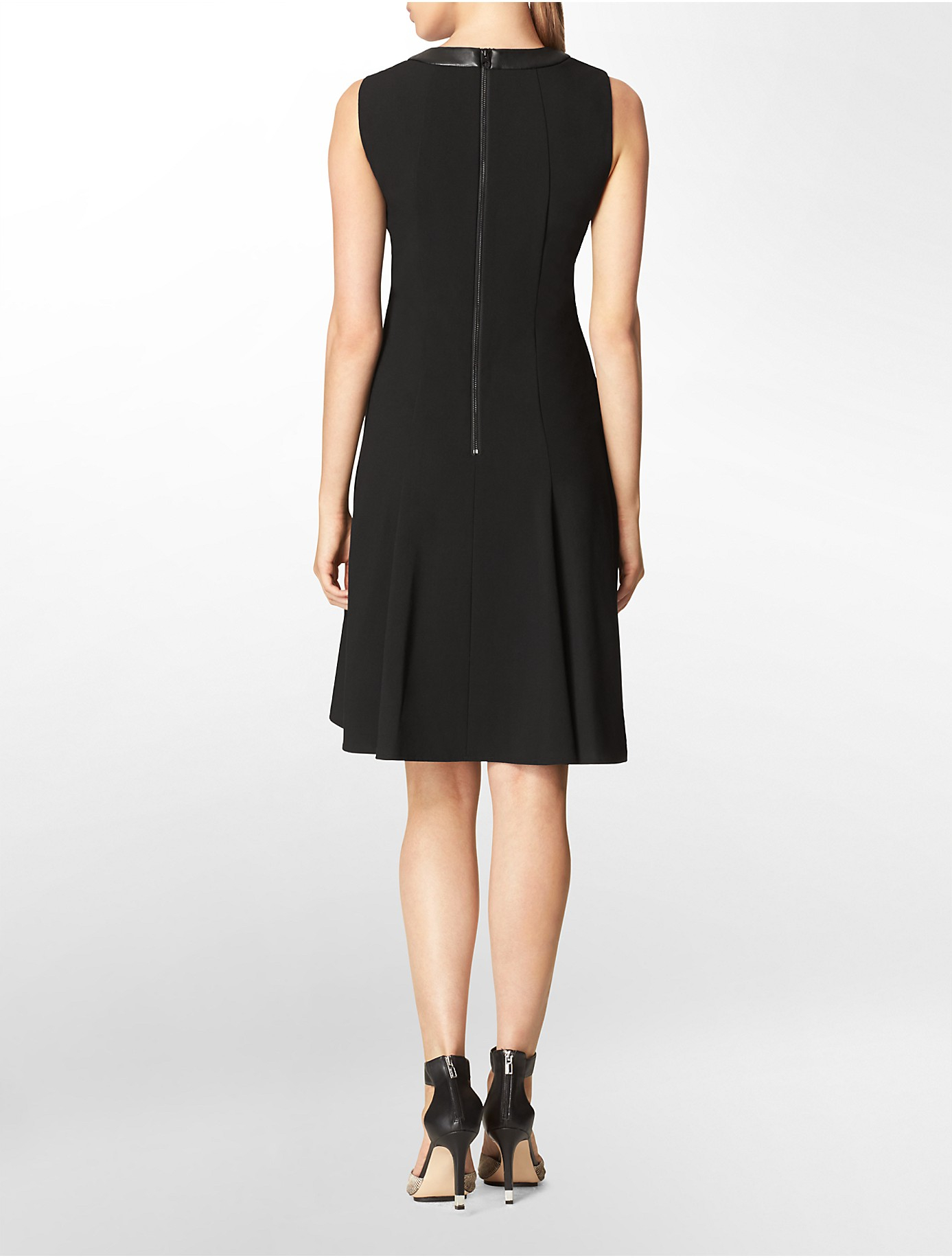 Lyst Calvin Klein White Label Faux Leather Neck Trim Sleeveless Fit