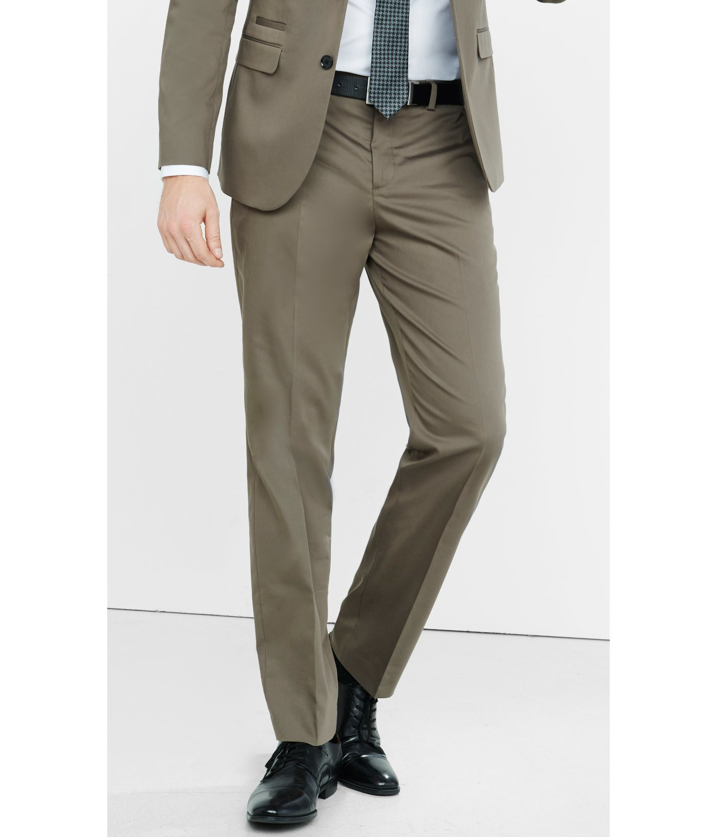Express Slim Photographer Cotton Sateen Light Brown Suit Pant For Men
