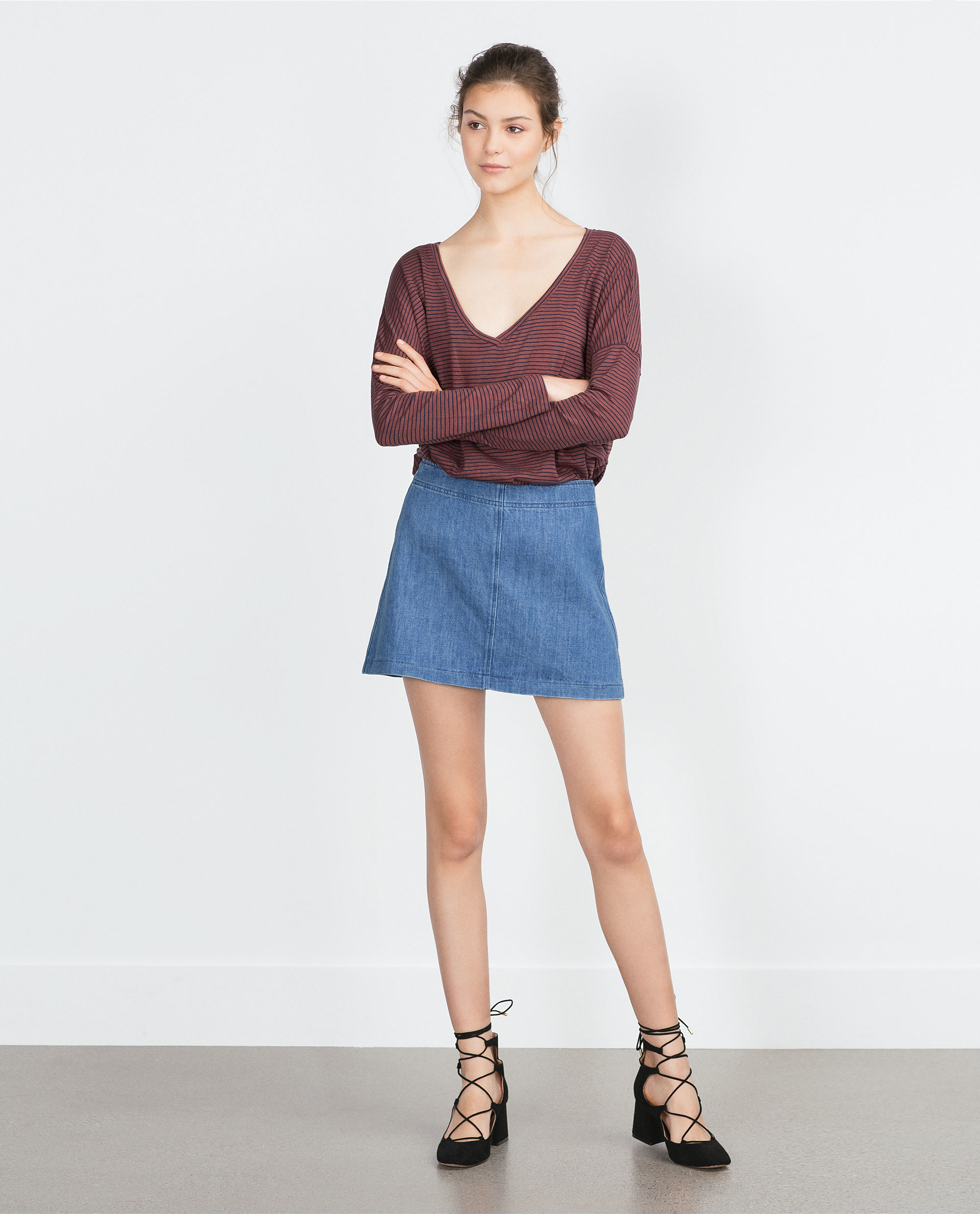Zara Basic T-Shirt Basic T-Shirt in Brown | Lyst