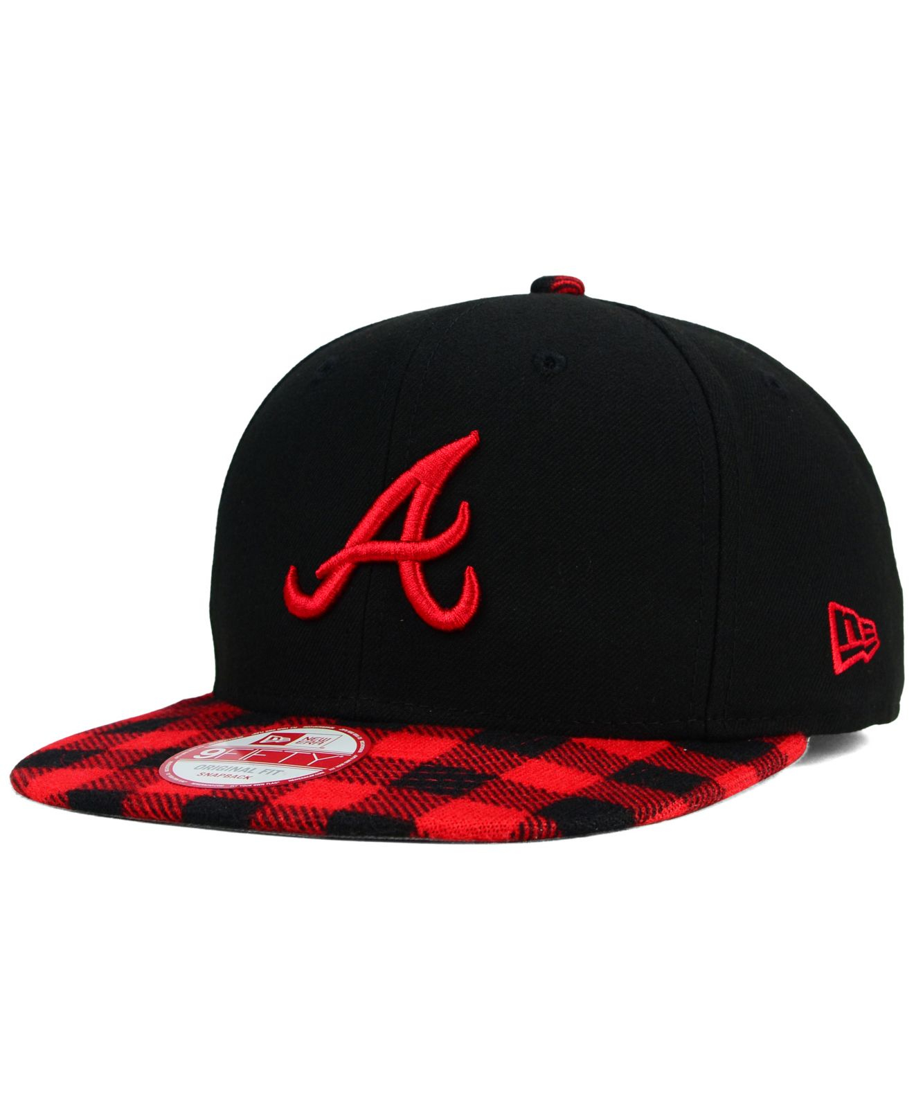 KTZ Atlanta Braves Premium Plaid 9fifty Snapback Cap in Red for Men - Lyst