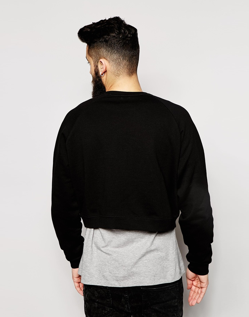 ASOS Oversized Cropped Sweatshirt in Black for Men | Lyst