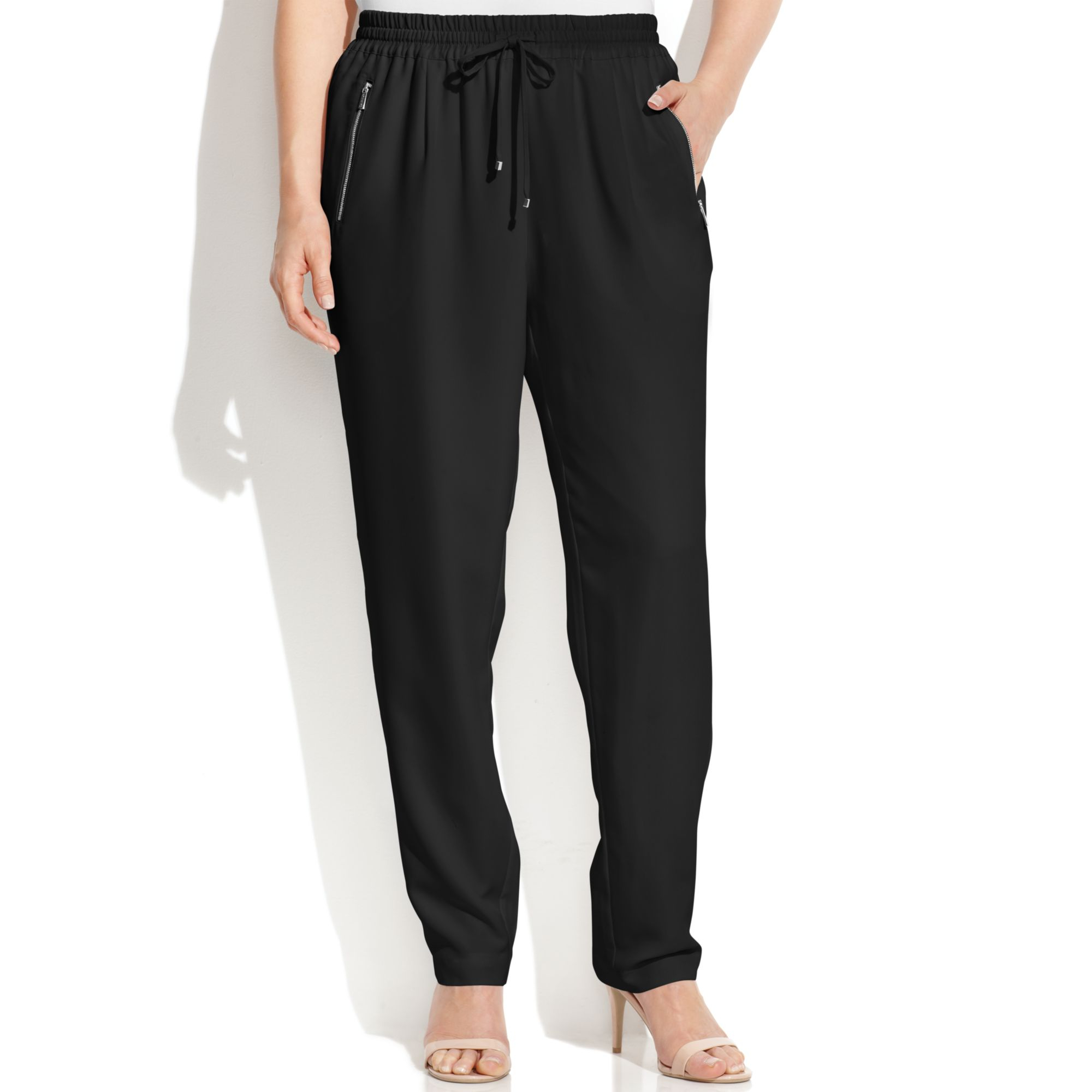 Lyst Calvin Klein Plus Size Zip Pocket Drawstring Pants In Black