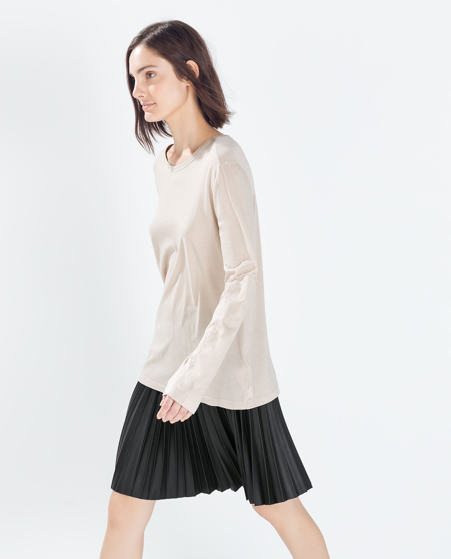 Zara Basic Soft Cotton T-Shirt in Pink | Lyst