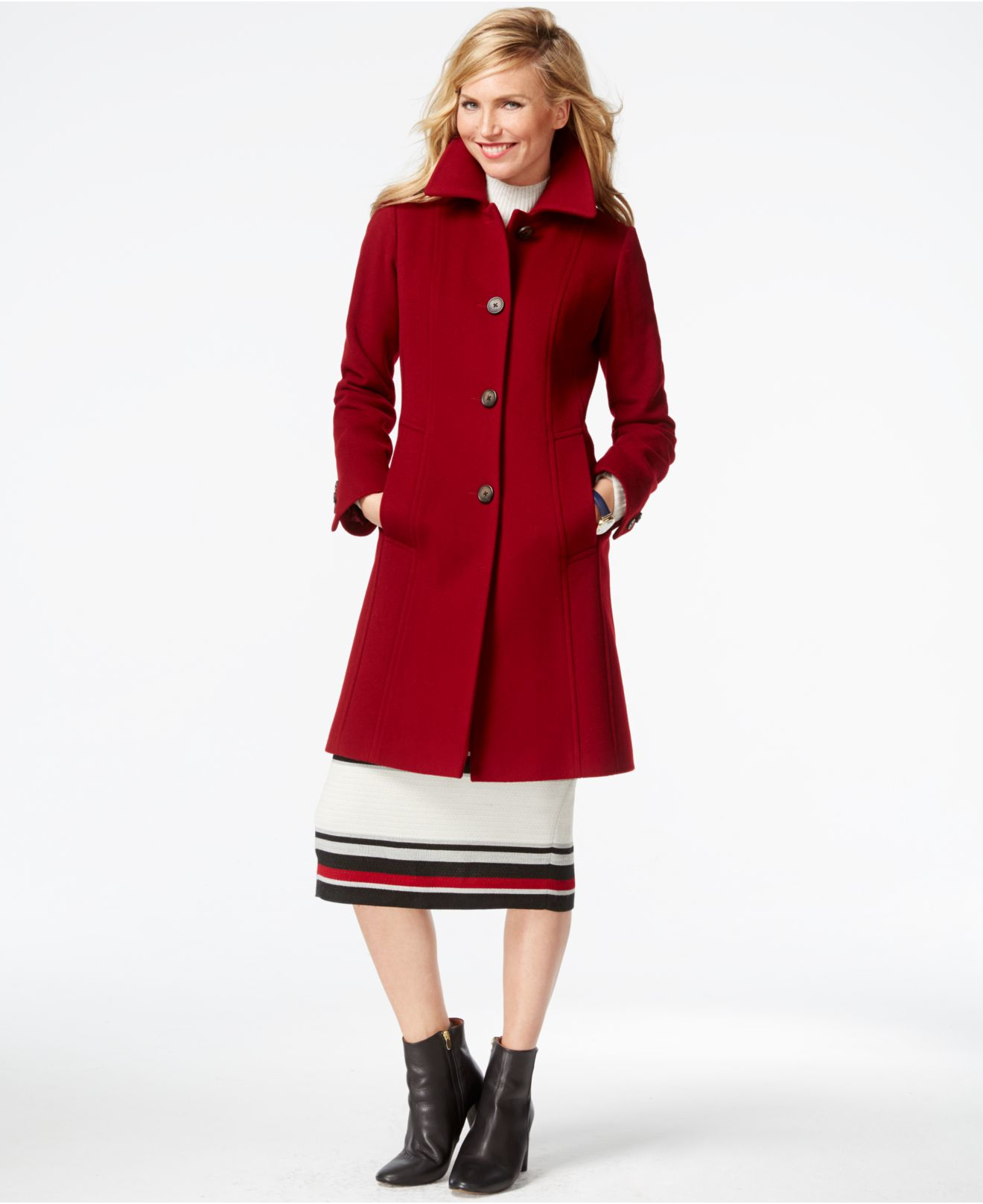 Lyst Anne Klein Wool Cashmere Walker Coat In Red