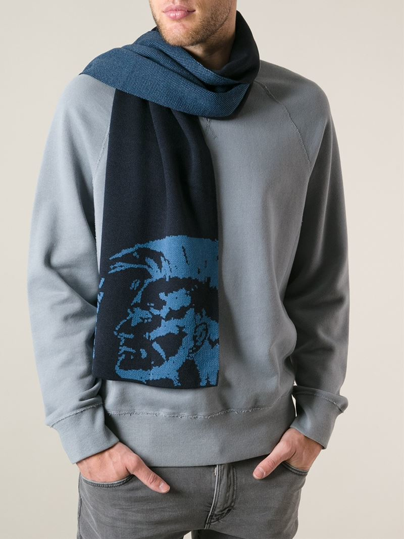 Sale > blue patterned scarf > in stock