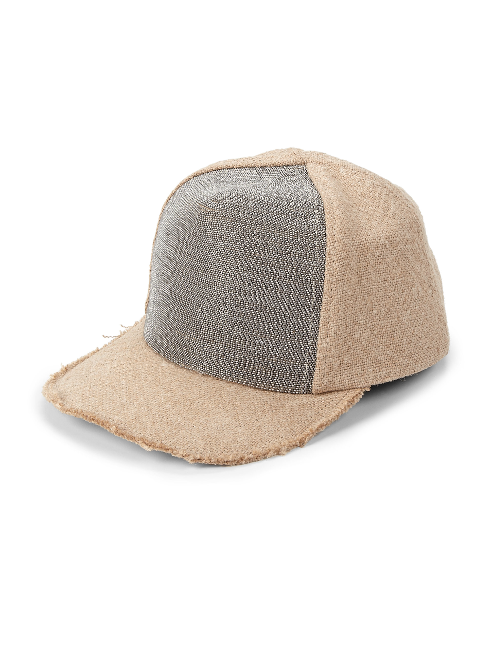 Brunello cucinelli Embellished Jute Baseball Cap in Brown | Lyst