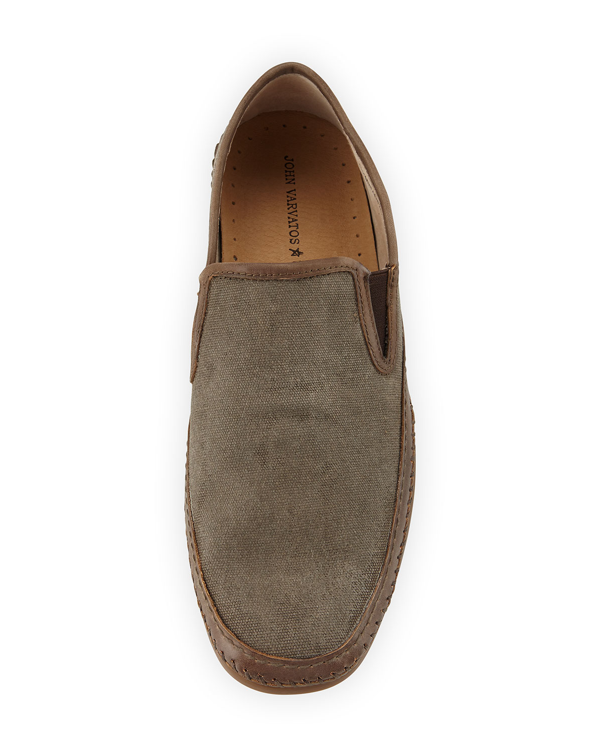 John varvatos Leather-trim Canvas Slip-on in Green for Men | Lyst