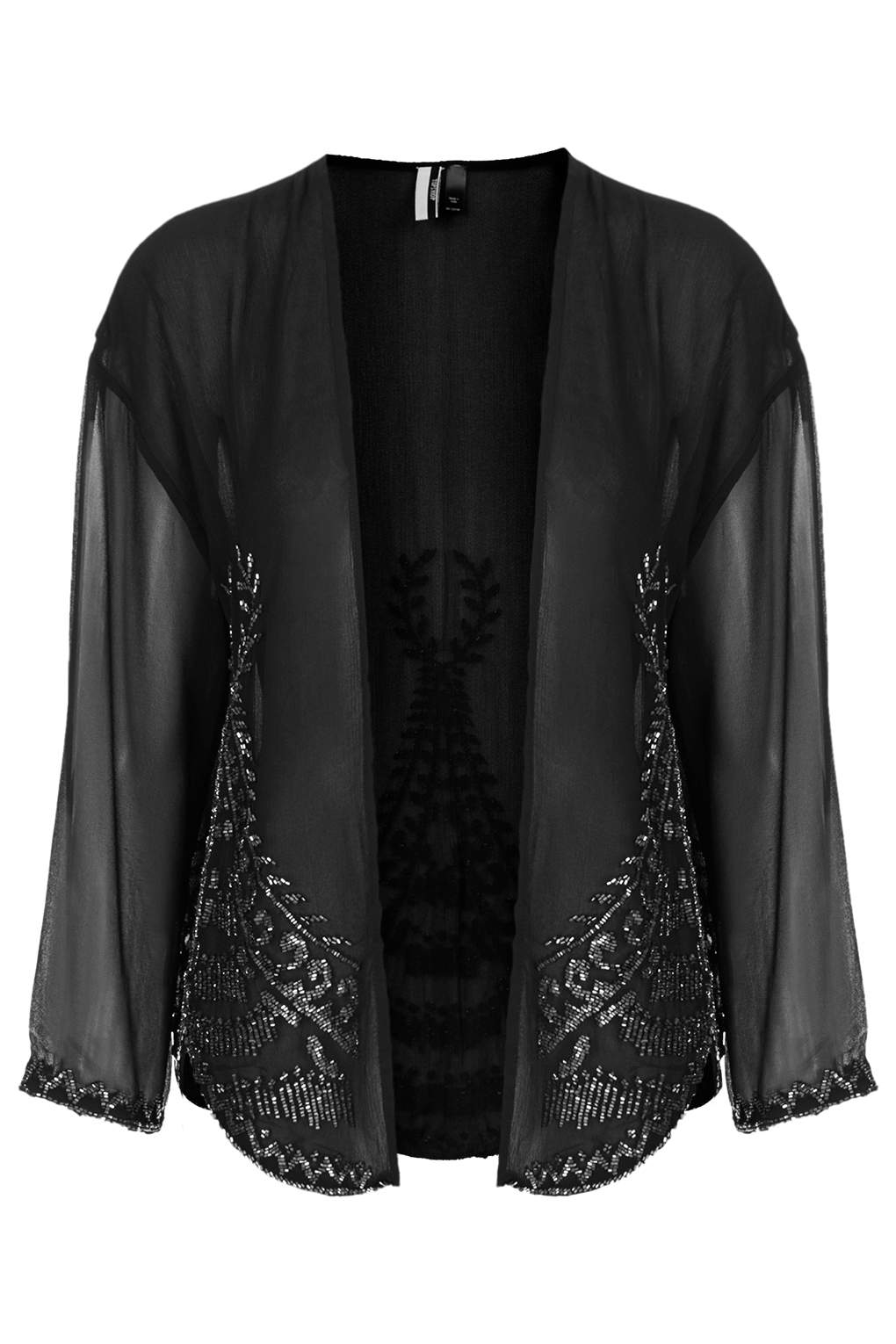 TOPSHOP Embellished Chiffon Jacket in Black - Lyst