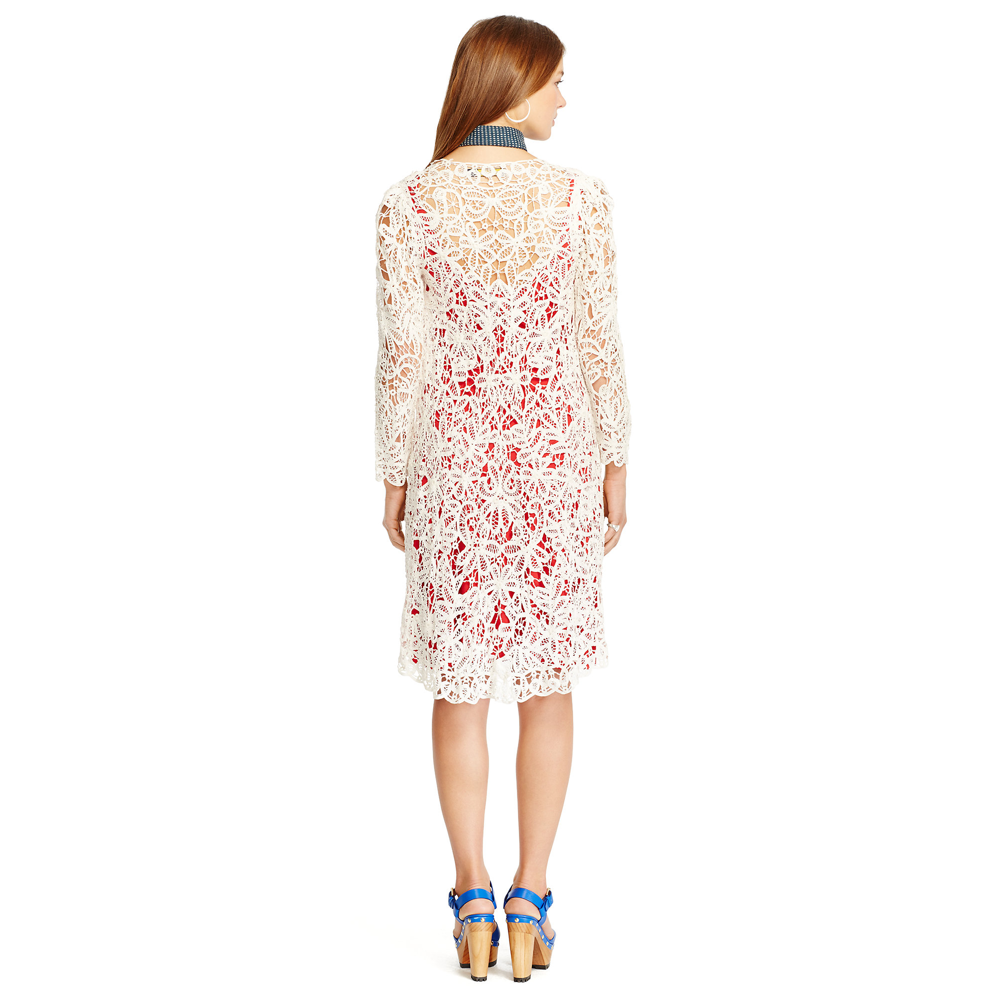 Ralph Lauren Crocheted Cotton Lace Duster in Cream (Natural) - Lyst