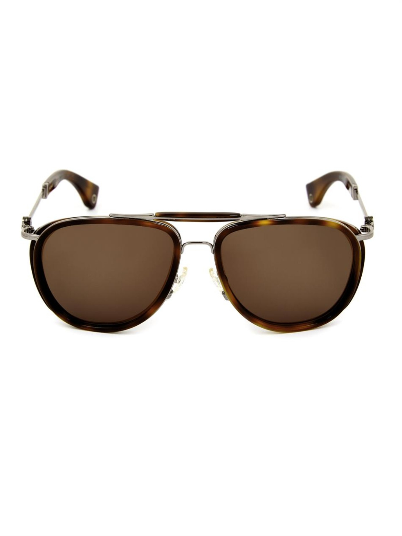Moncler Tortoiseshell Aviator Style Sunglasses In Brown For Men Lyst