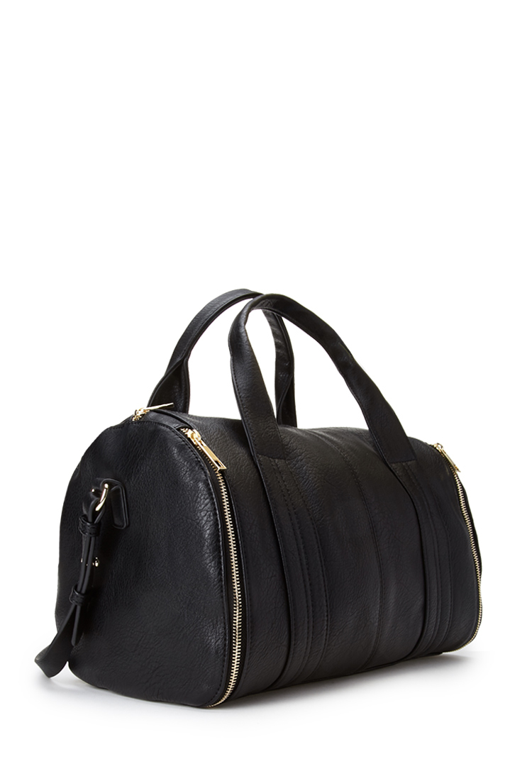 Faux Leather Tote Bag With Zipper | semashow.com