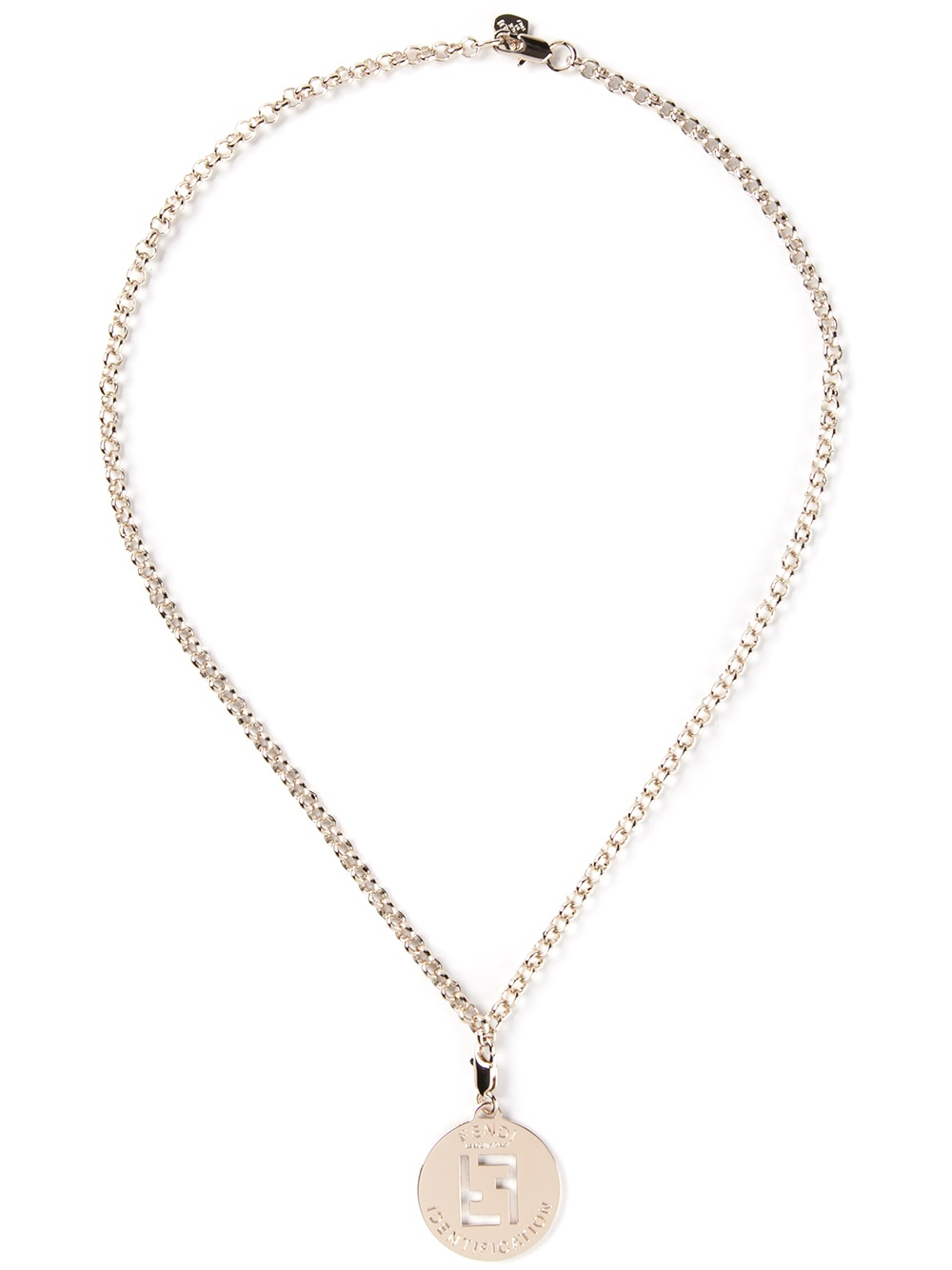 Fendi Logo Pendant Necklace in Metallic | Lyst