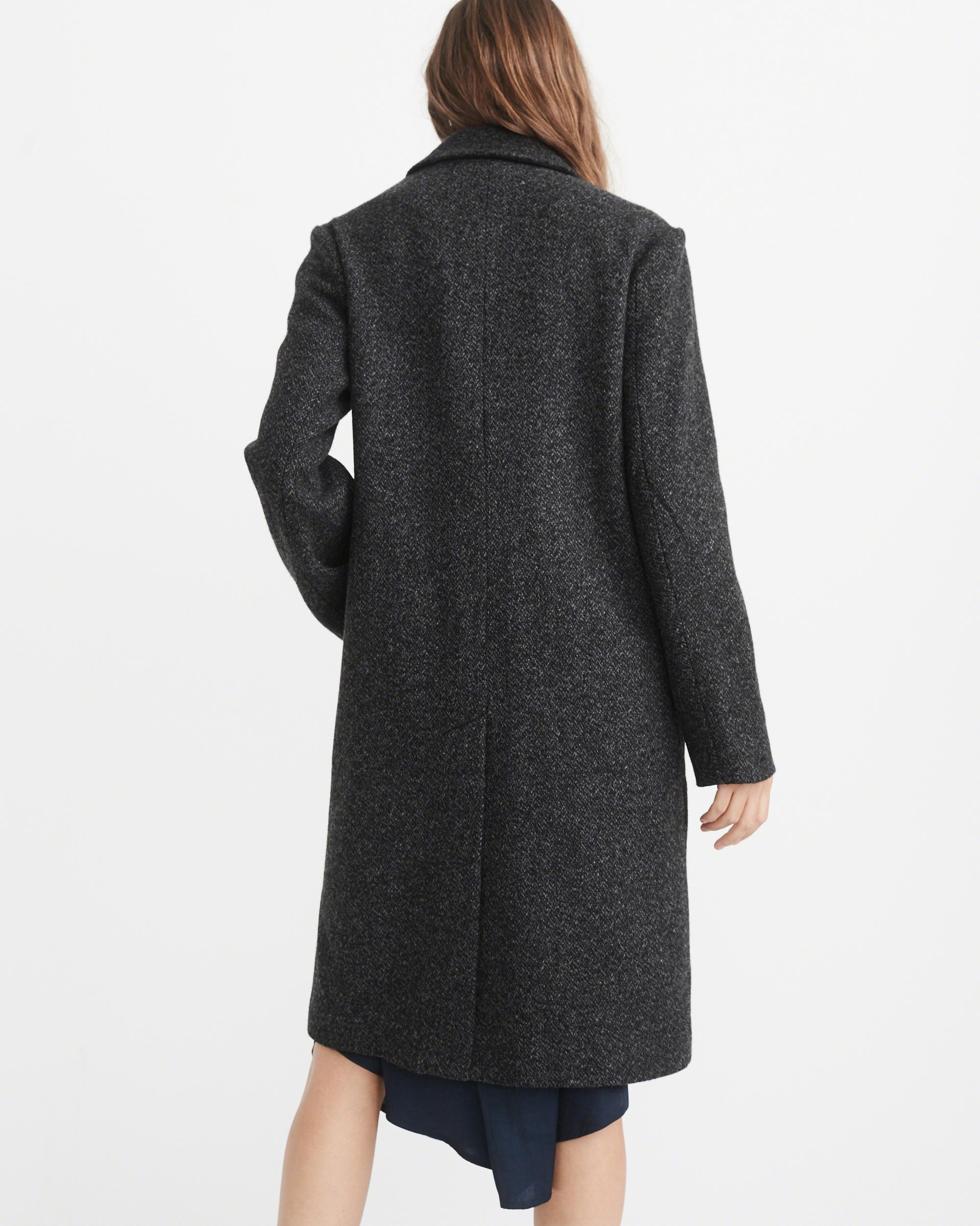 Lyst - Abercrombie & Fitch Long Wool-blend Coat in Gray Lyst - Abercrombie & Fitch Long Wool-blend Coat in Gray