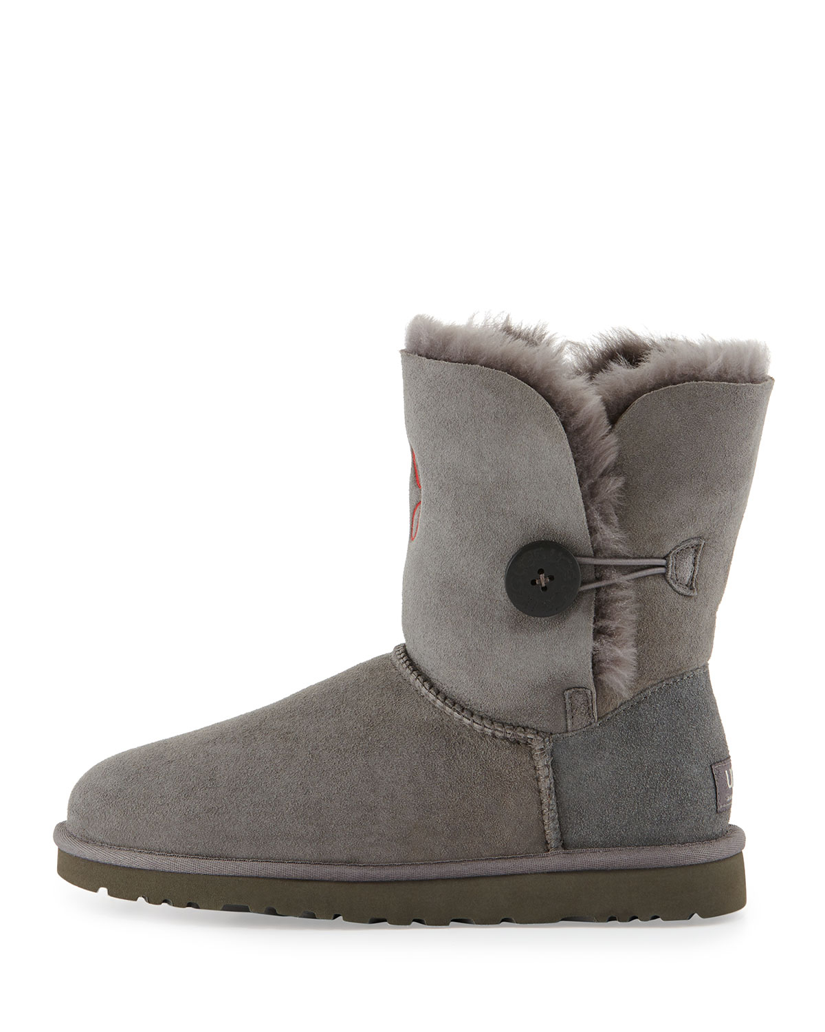 Ugg Bailey Single Button Shearling Boots In Grey Gray Lyst