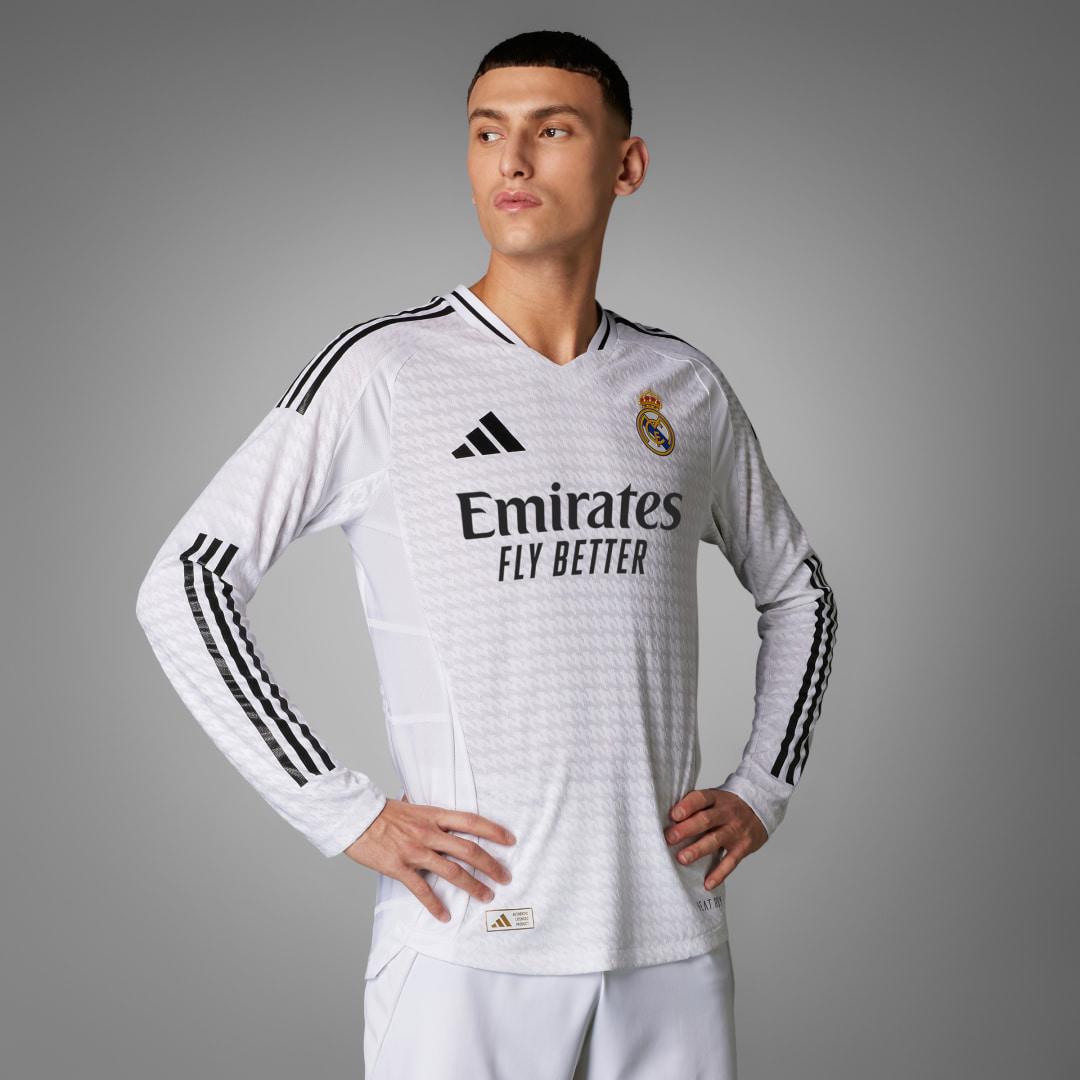 adidas Real Madrid 24/25 Long Sleeve Home Authentic Jersey in Grey for ...