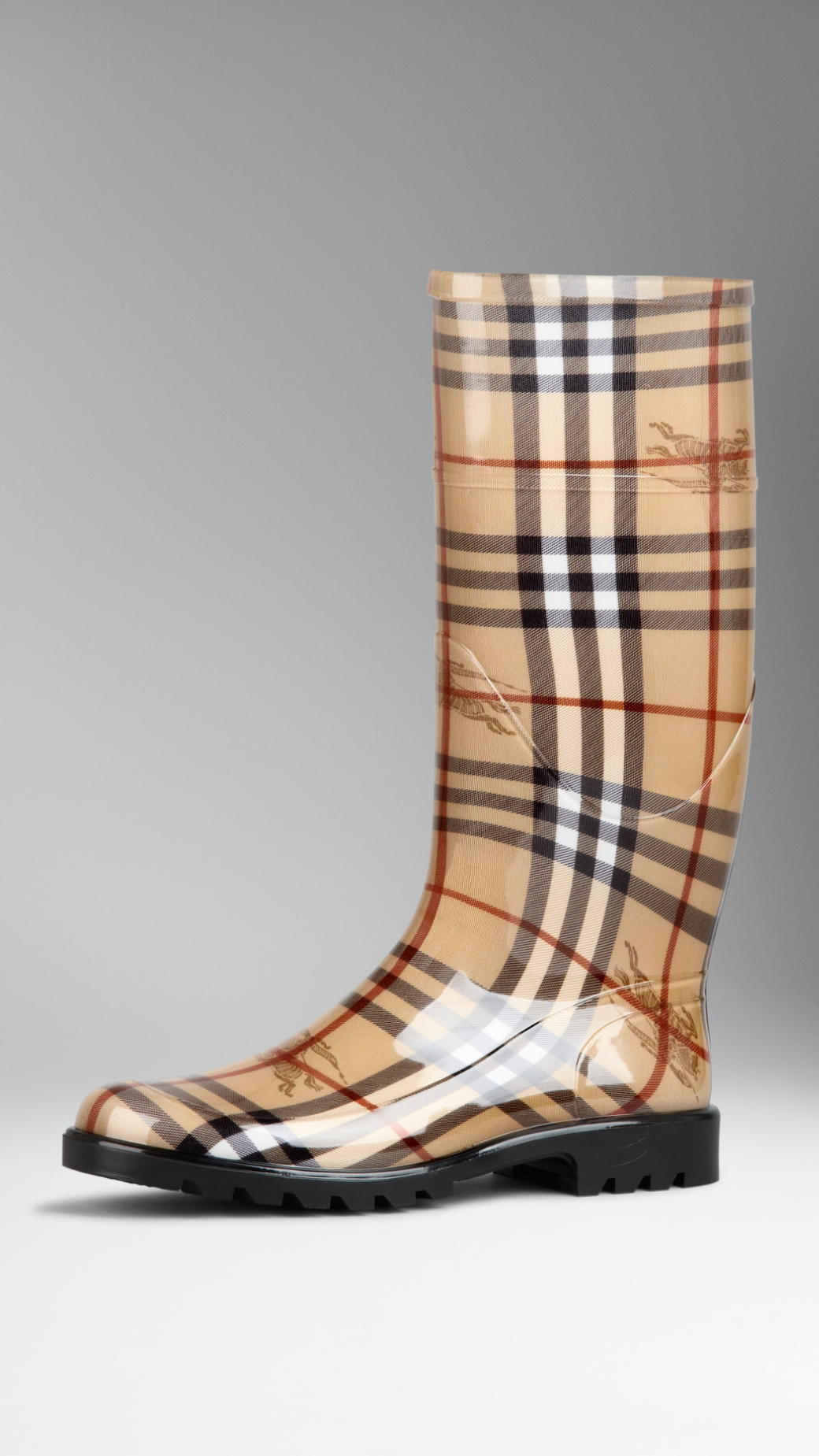 Burberry Haymarket Check Rain Boots in Natural - Lyst
